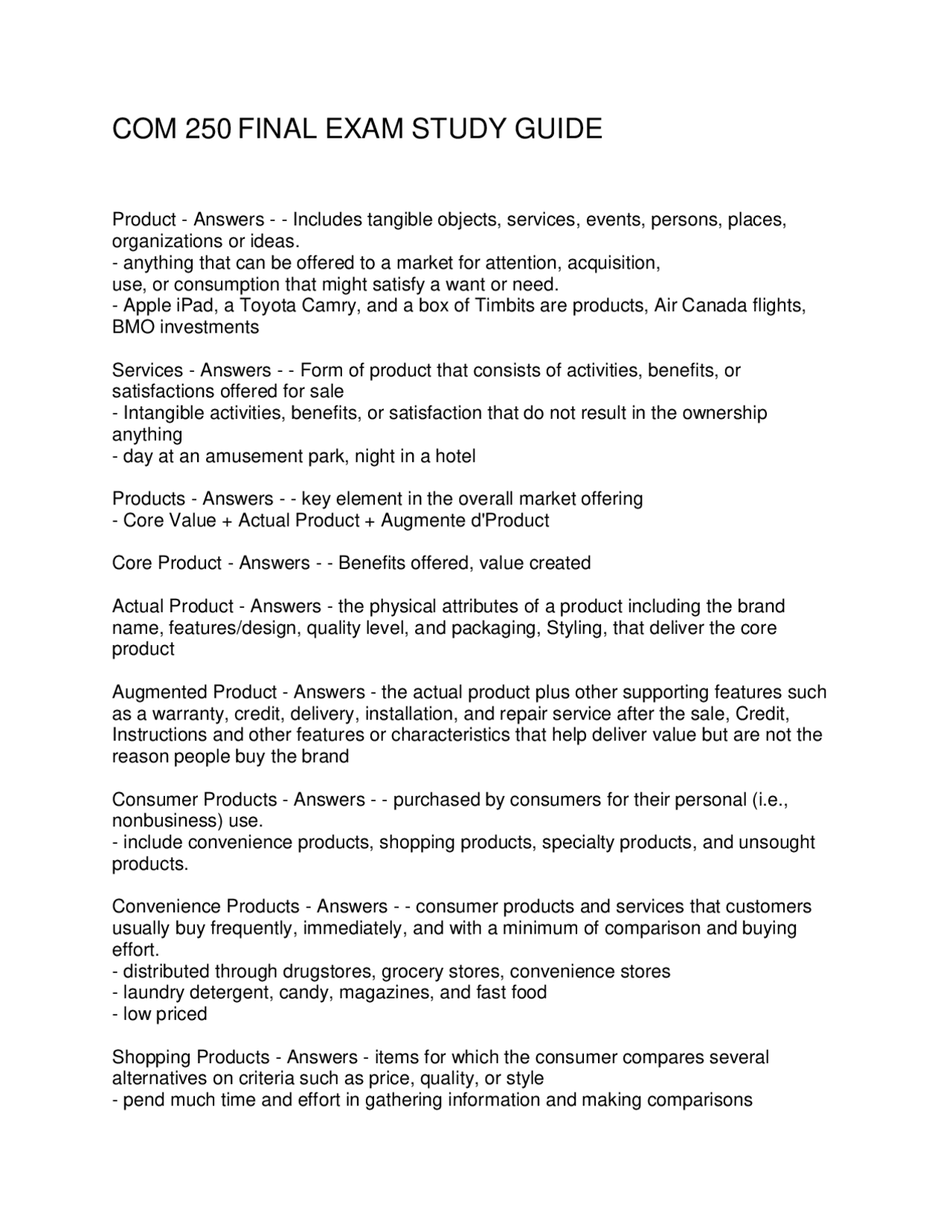 COM 250 FINAL EXAM STUDY GUIDE | Exams Social Sciences | Docsity