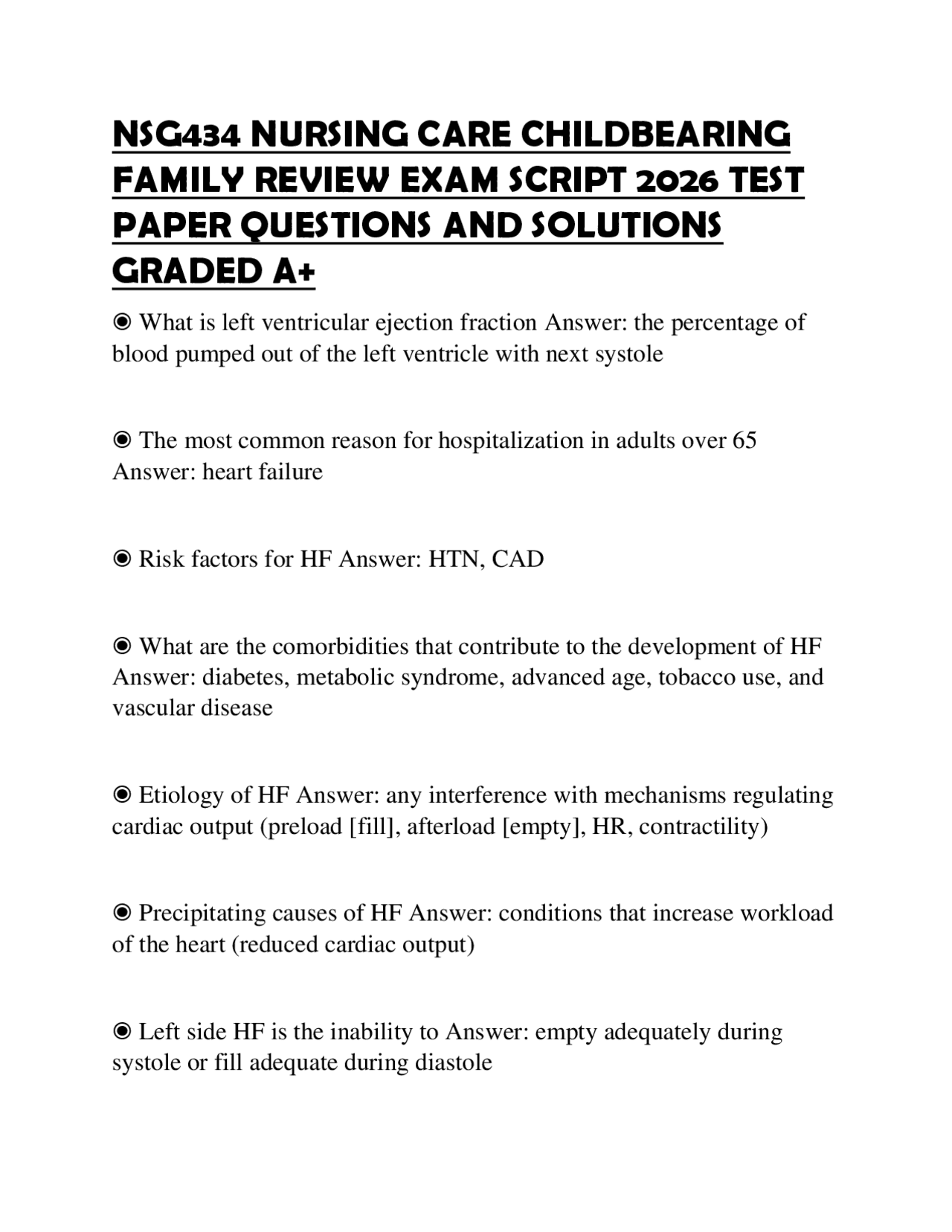 NSG434 NURSING CARE CHILDBEARING FAMILY REVIEW EXAM SCRIPT 2026 TEST ...