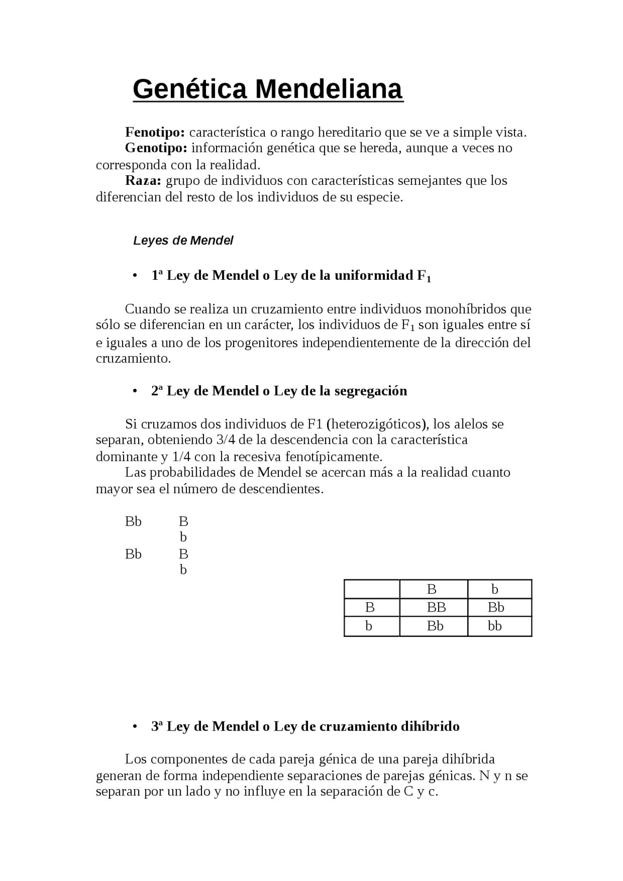 Genética Mendeliana - Apuntes de Biología - Docsity
