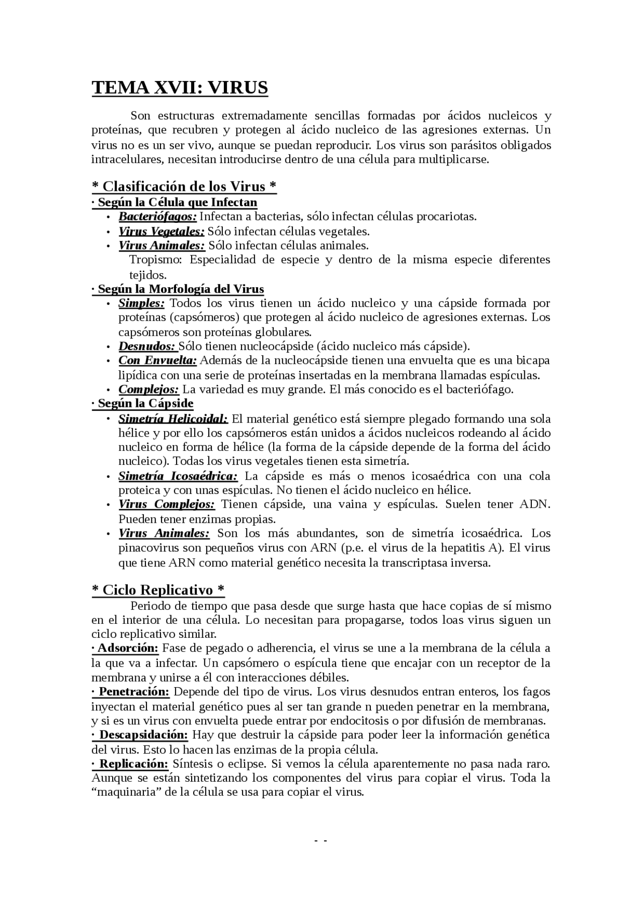 El virus - Apuntes de Biología - Docsity