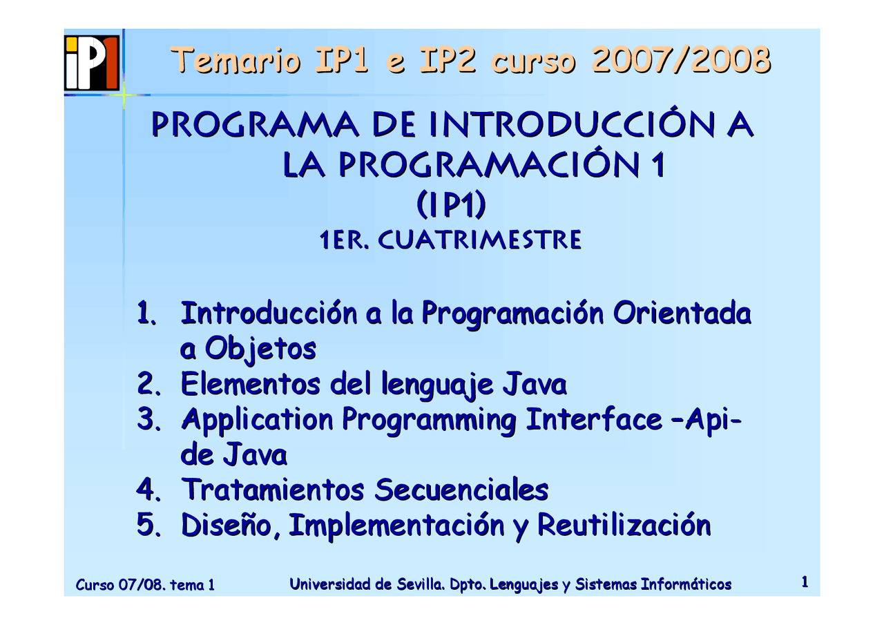 Introducción a la programación 1 - Apuntes de Ingeniería Infórmatica ...