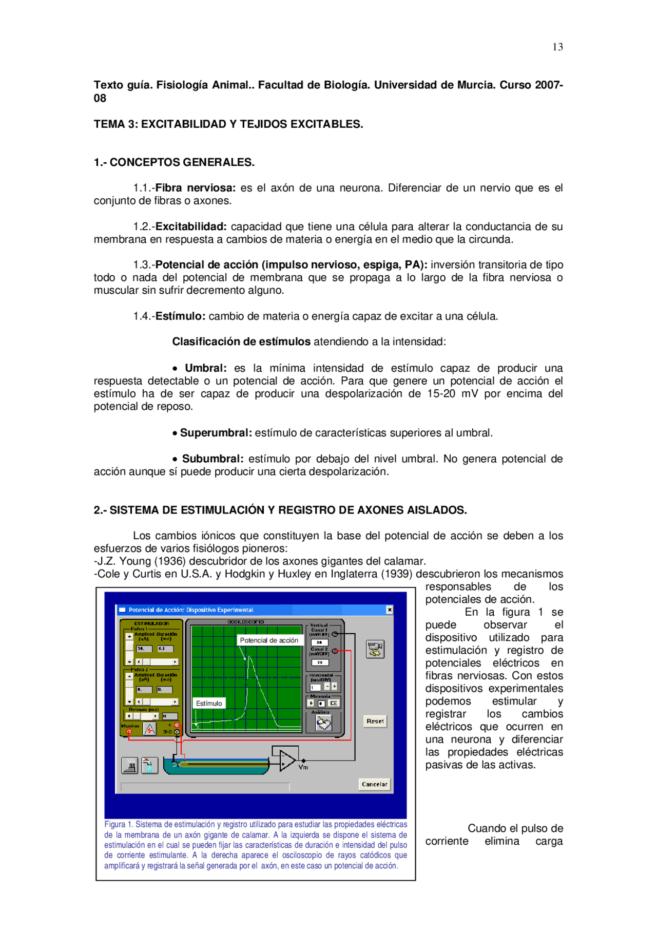 EXCITABILIDAD Y TEJIDOS EXCITABLES - Apuntes de Fisiología - Docsity