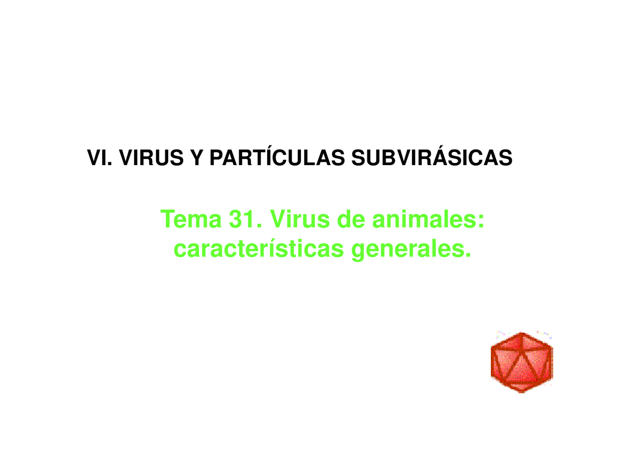 Virus de animales - Apuntes de Microbiología | Docsity