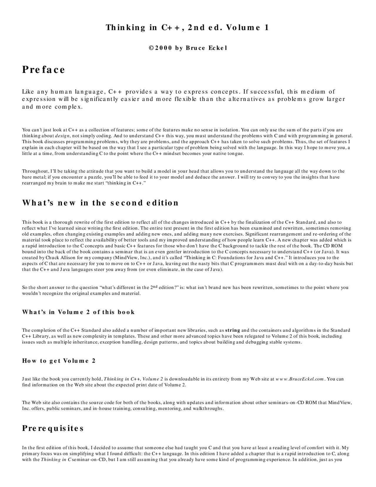 Thinking in c++, volume 1, 2nd edition - Apuntes de Programación ...