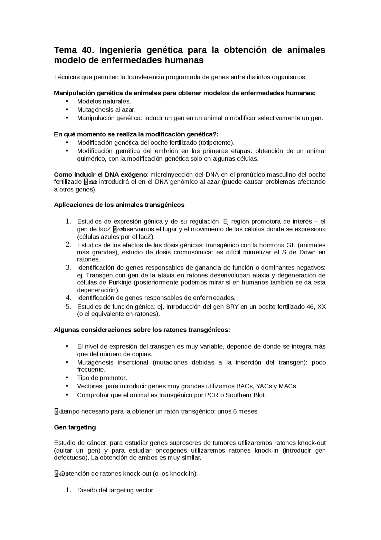 Tema 40. Ingeniería genética para la obtención de animale - Apuntes de ...