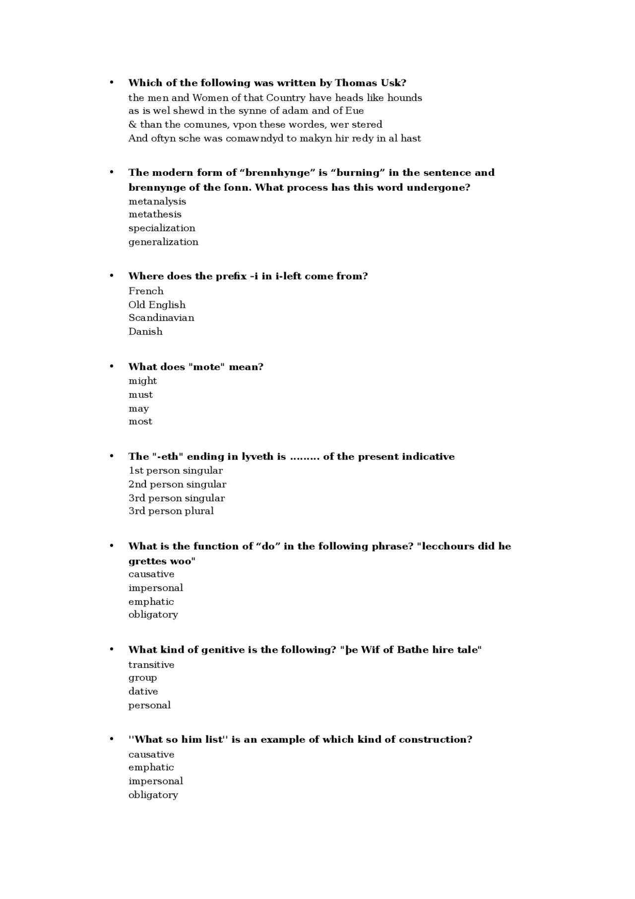 Which of the following was written by Thomas Usk the me - Exámenes de ...