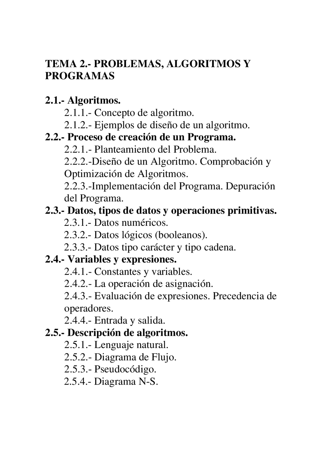 TEMA 2.- PROBLEMAS, ALGORITMOS Y PROGRAMAS - Apuntes de Informática ...