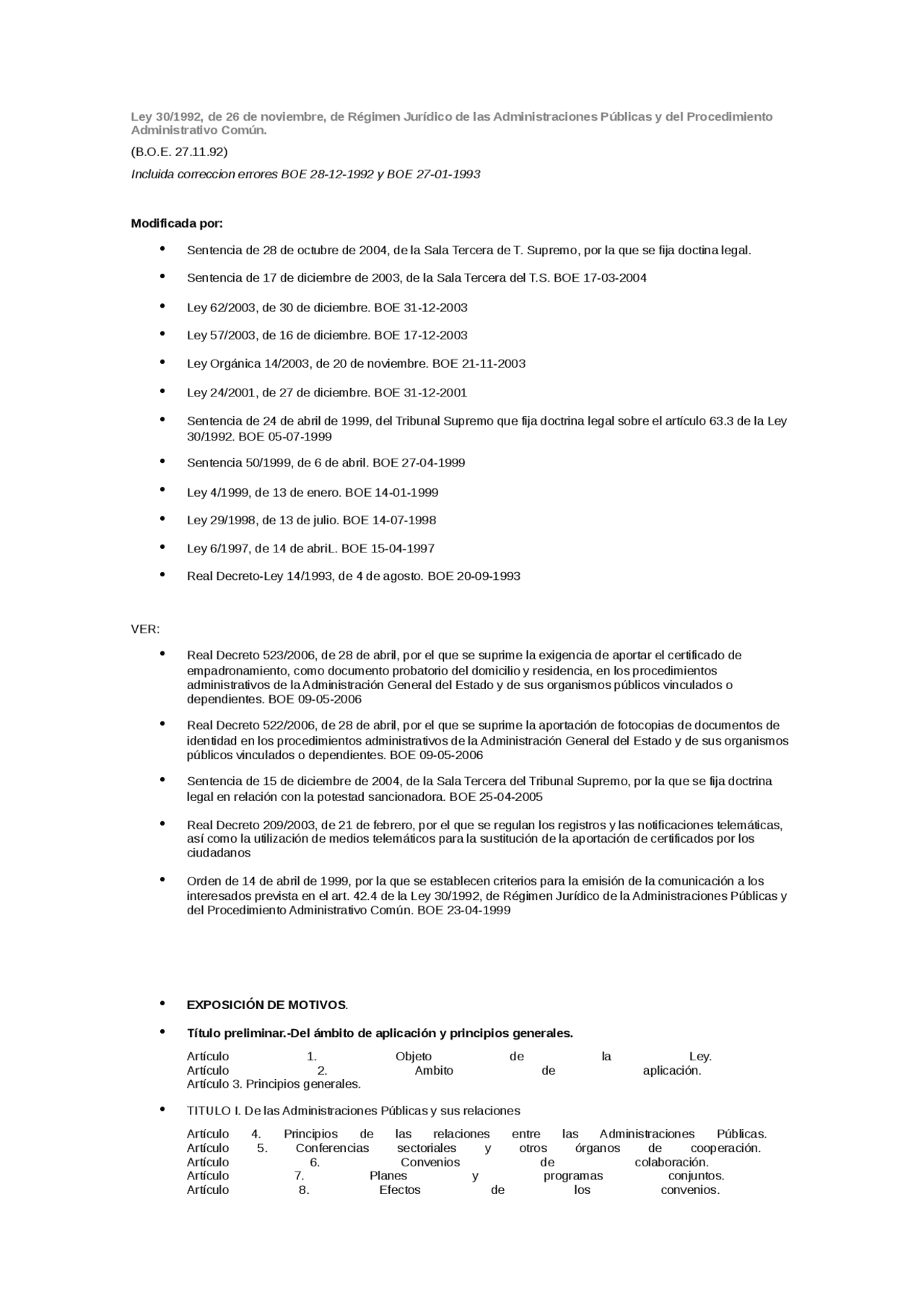 Ley 30/1992 - Apuntes de Derecho Administrativo - Docsity