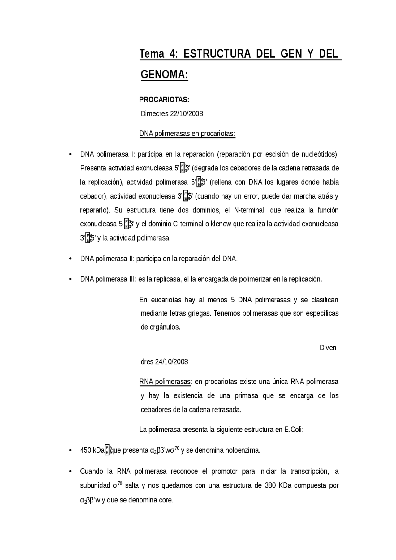 Estructura del gen y del genoma - Apuntes de Biología Molecular - Docsity