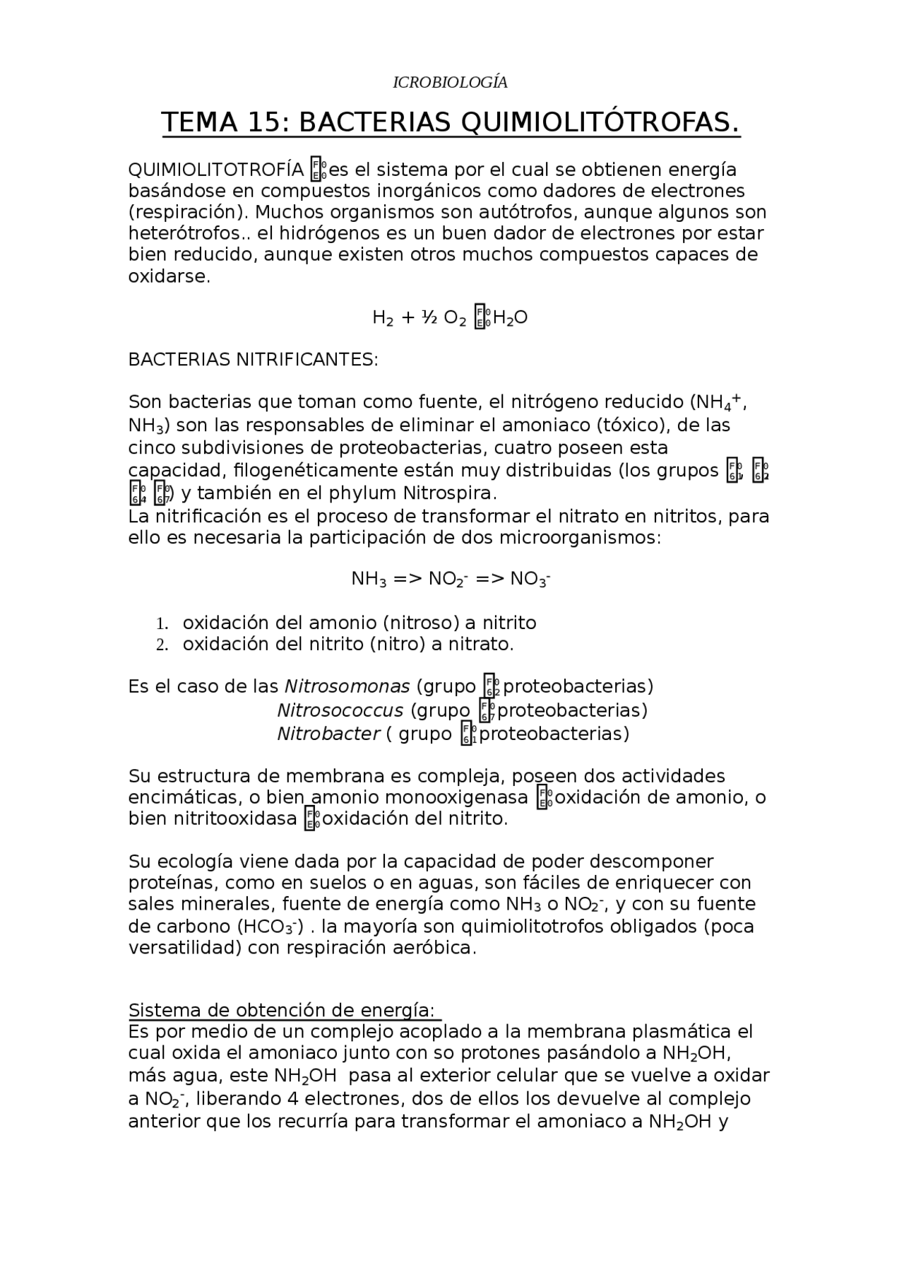 Las bacterias quimiolitótrofas - Apuntes de Microbiología - Docsity