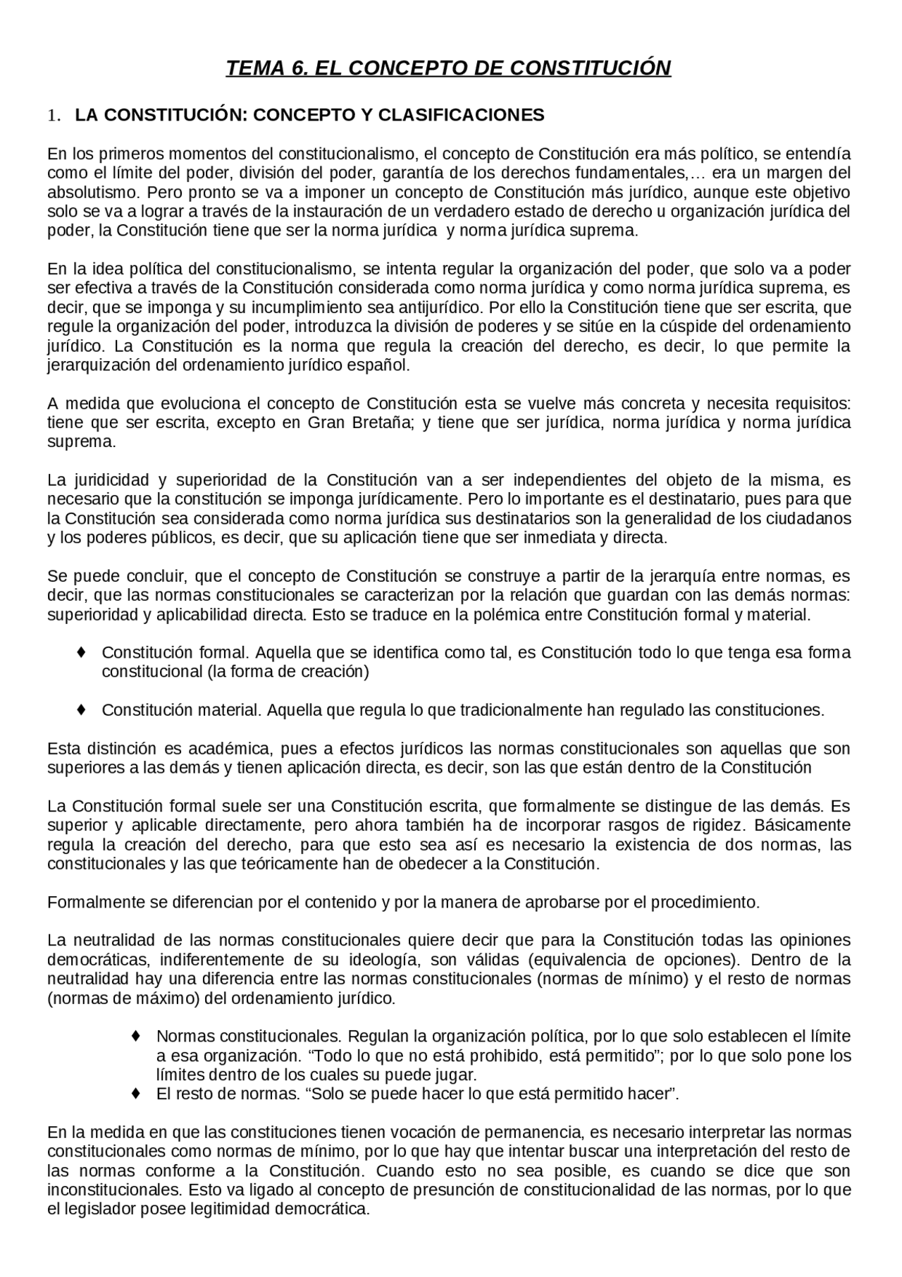 TEMA 6. EL CONCEPTO DE CONSTITUCIÓN LA CONSTITUCIÓN: CONCEPTO Y C ...