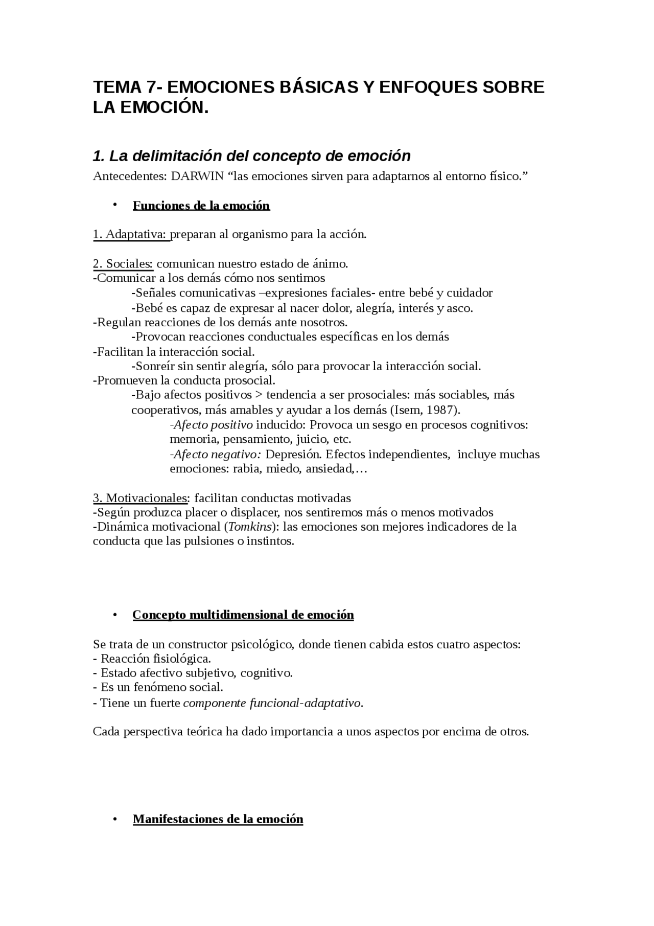 Tema 7 Emociones Básicas Y Enfoques Sobre La Emoción Apuntes De