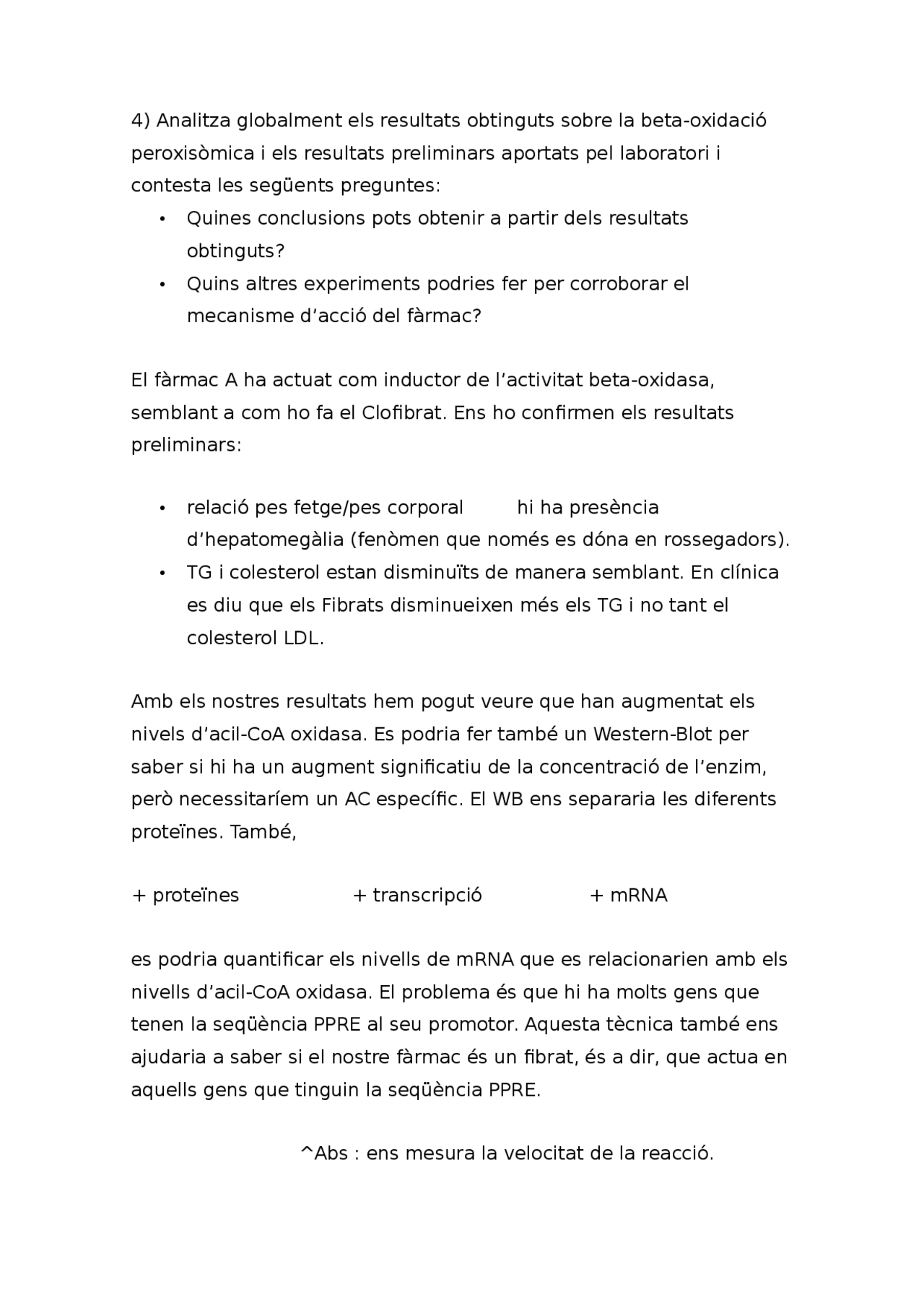 Pràctica del Clofibrat - Apuntes de Farmacología - Docsity