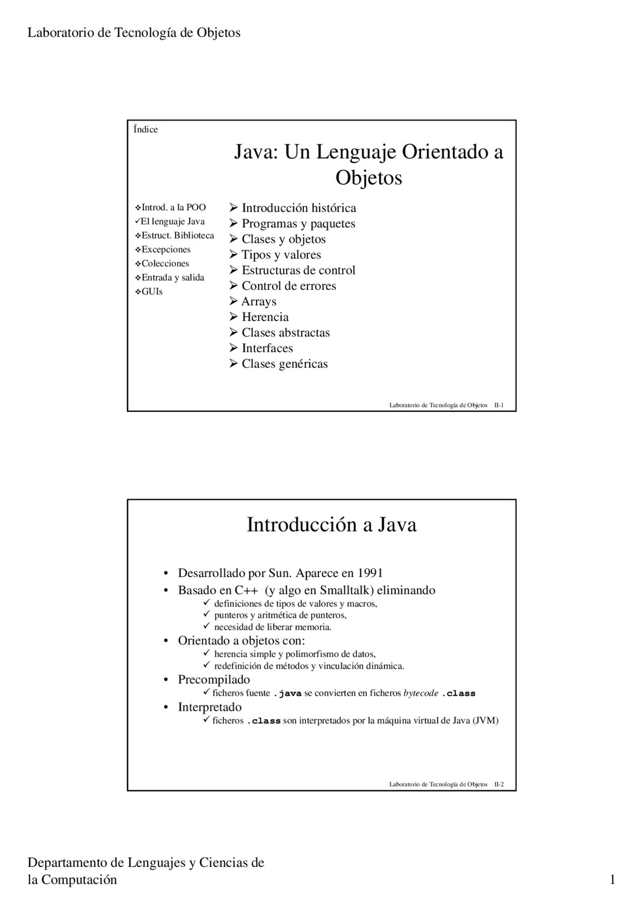 Java: un lenguaje orientado a objetos - Diapositivas de Aplicaciones de las Ciencias de la ...