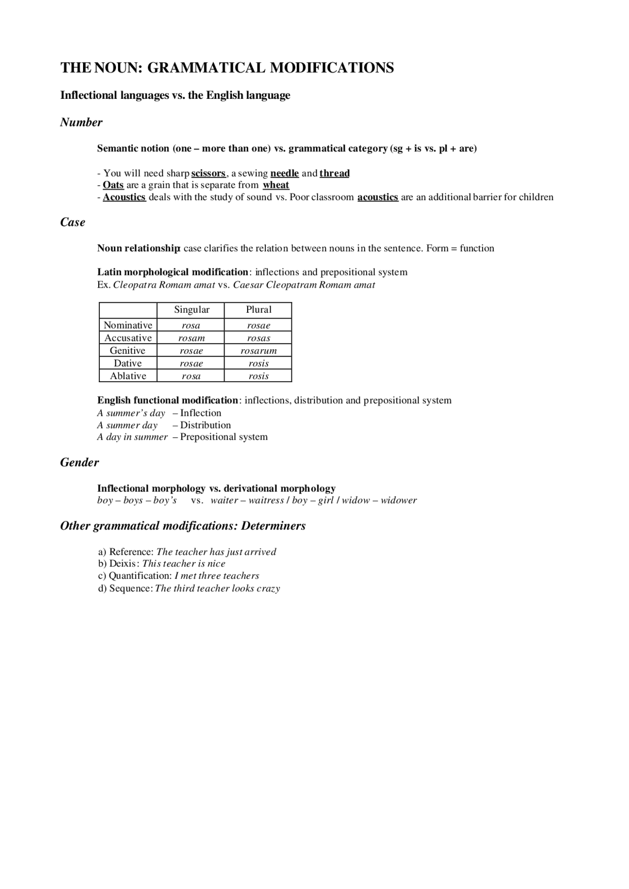 THE NOUN: GRAMMATICAL MODIFICATIONS Inflectional languages vs. the ...