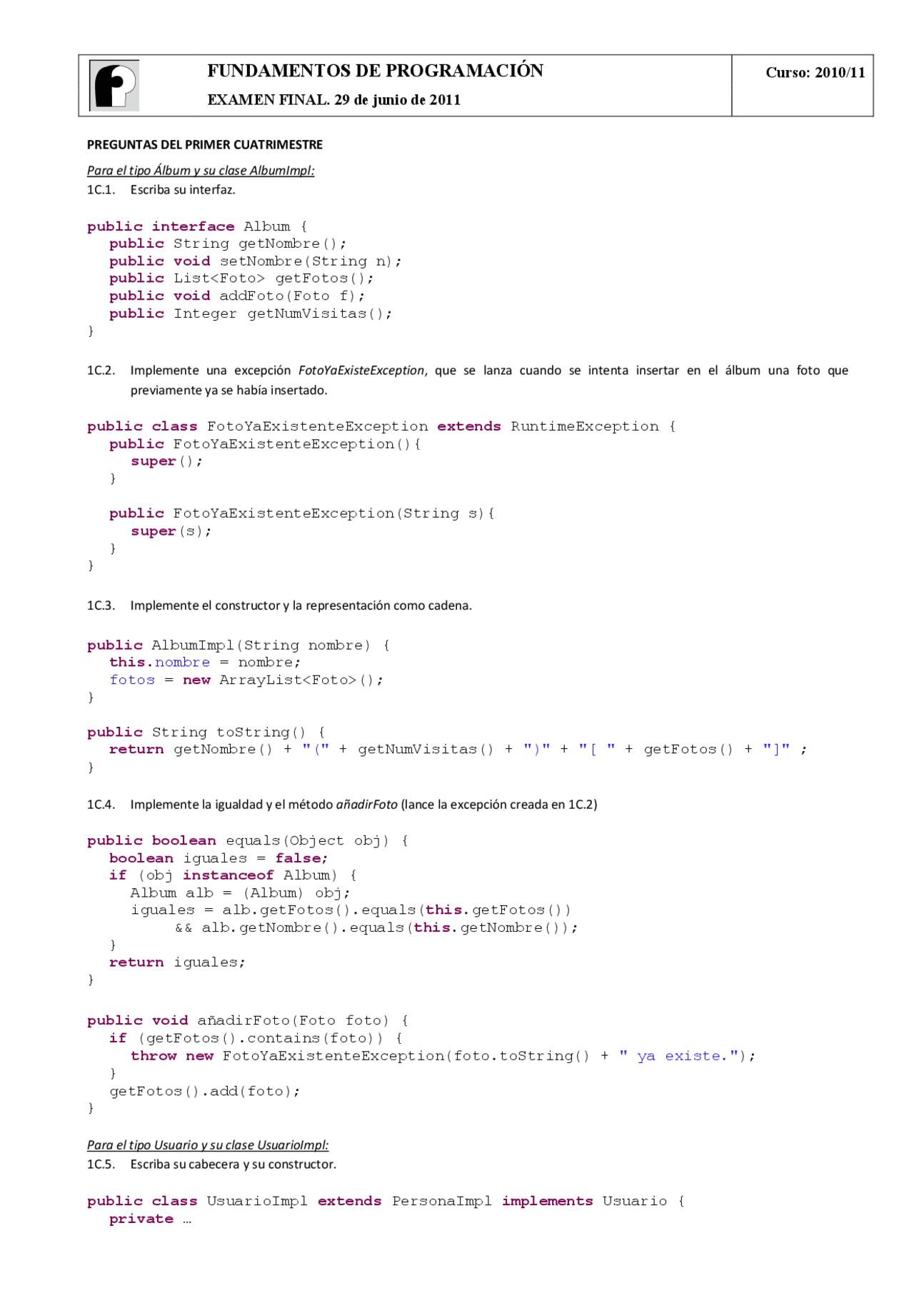 Soluciones Examen Final Fundamentos de Programación - Exámenes de ...