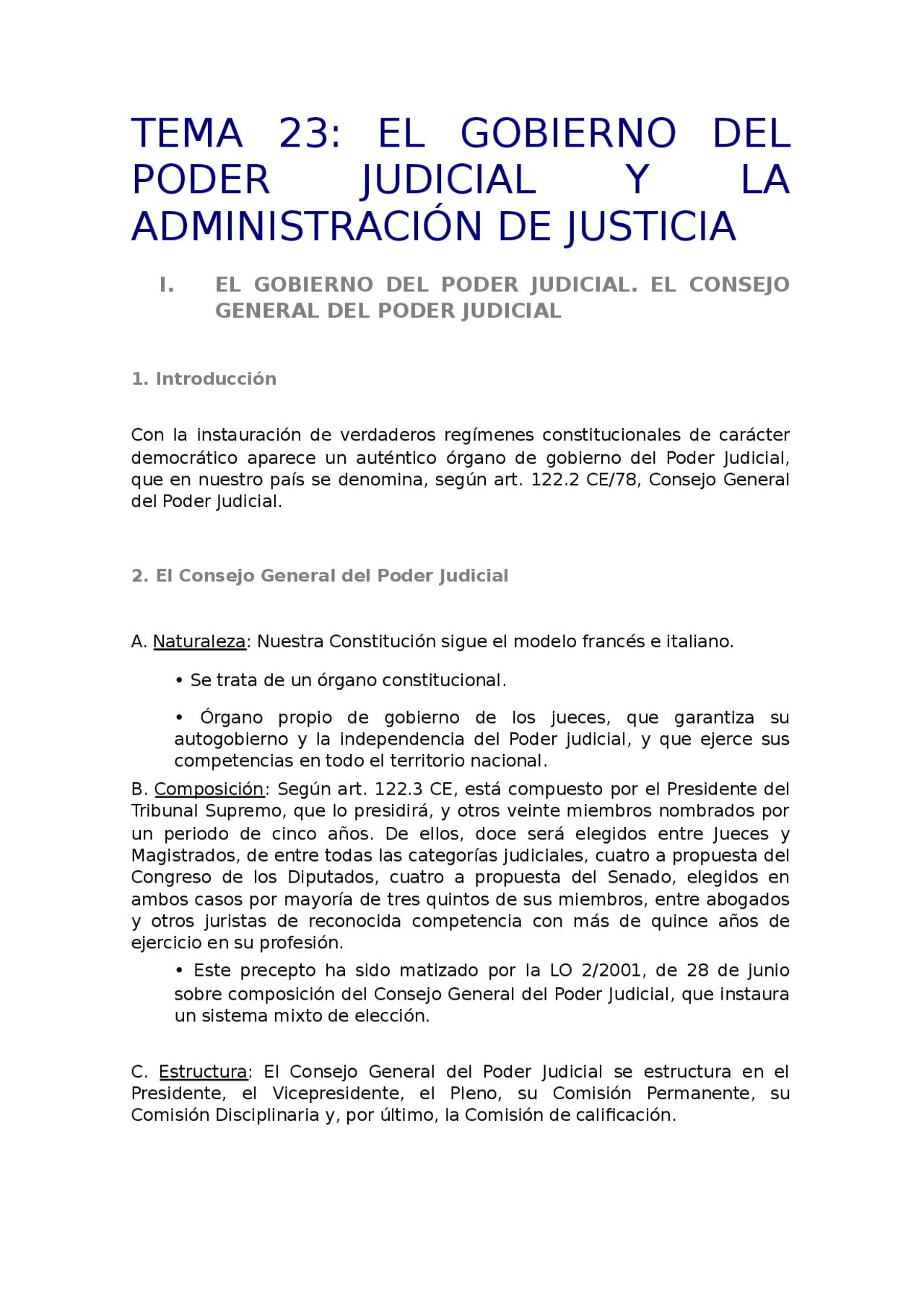 TEMA 23: EL GOBIERNO DEL PODER JUDICIAL Y LA ADMINISTRACI - Apuntes de ...
