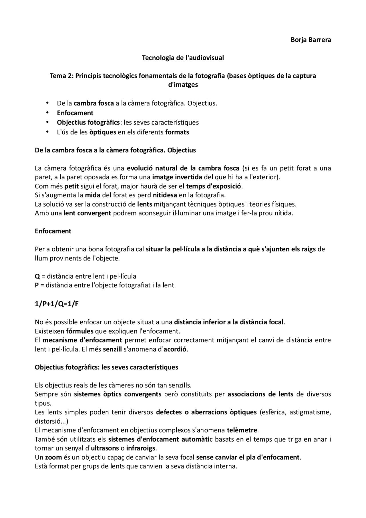 Resum Tecno 2 imperfecte - Resúmenes de Comunicación Audiovisual - Docsity