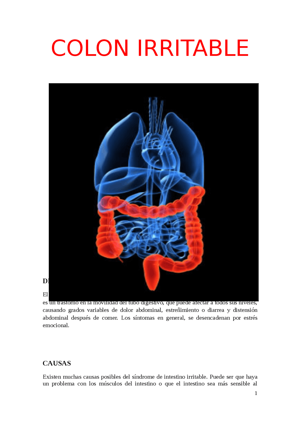 Colon irritable - Apuntes de Enfermería - Docsity