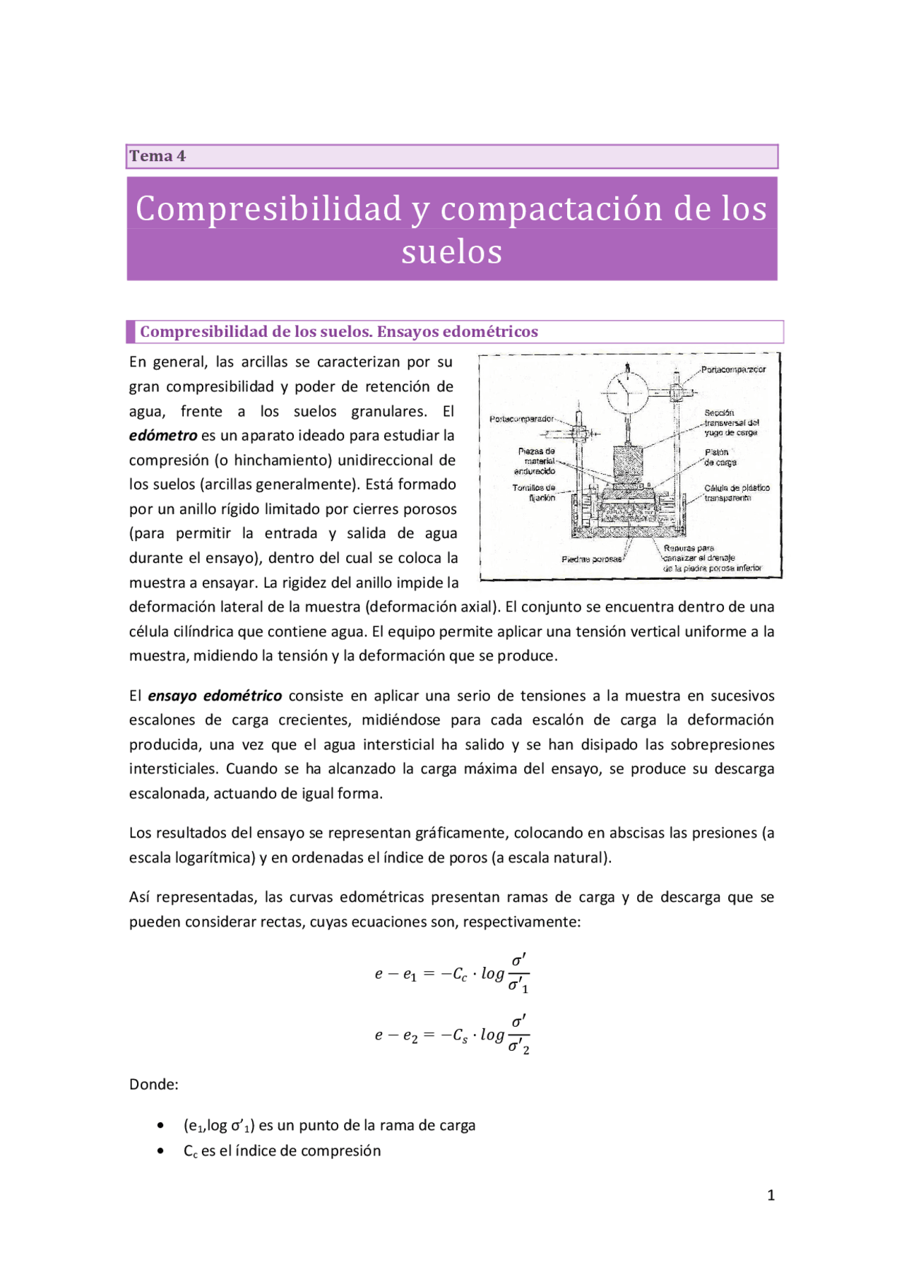 Compresibilidad y compactación de los suelos Compresibilidad de l ...