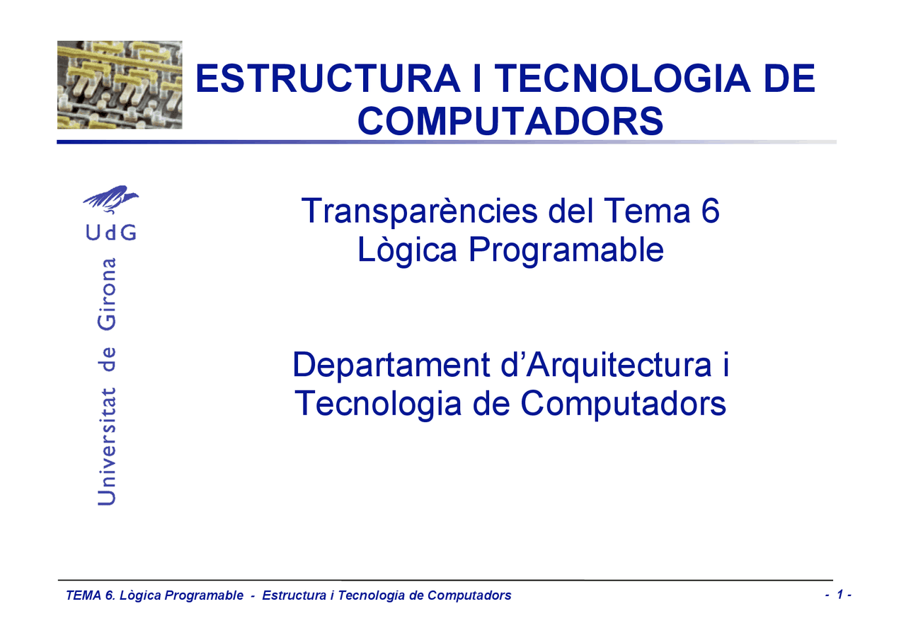 Lògica programable: estructura i tecnologia de computadors - Apuntes de ...