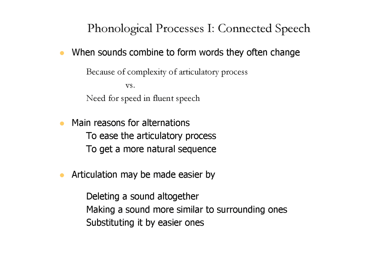 6.01- Connected Speech Processes - Apuntes de Idioma Inglés | Docsity