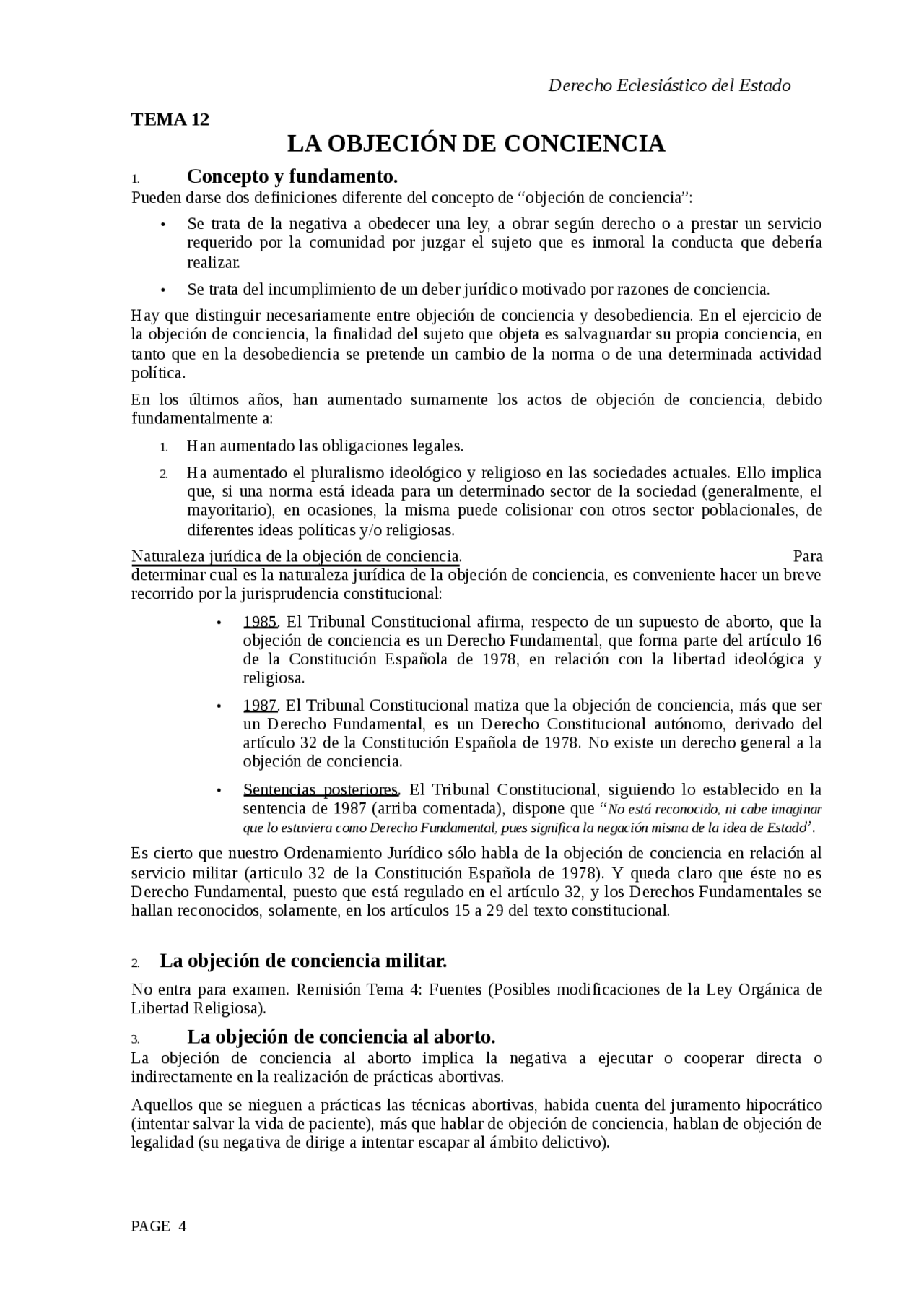 LA OBJECIÓN DE CONCIENCIA Concepto y fundamento La objeción de co ...