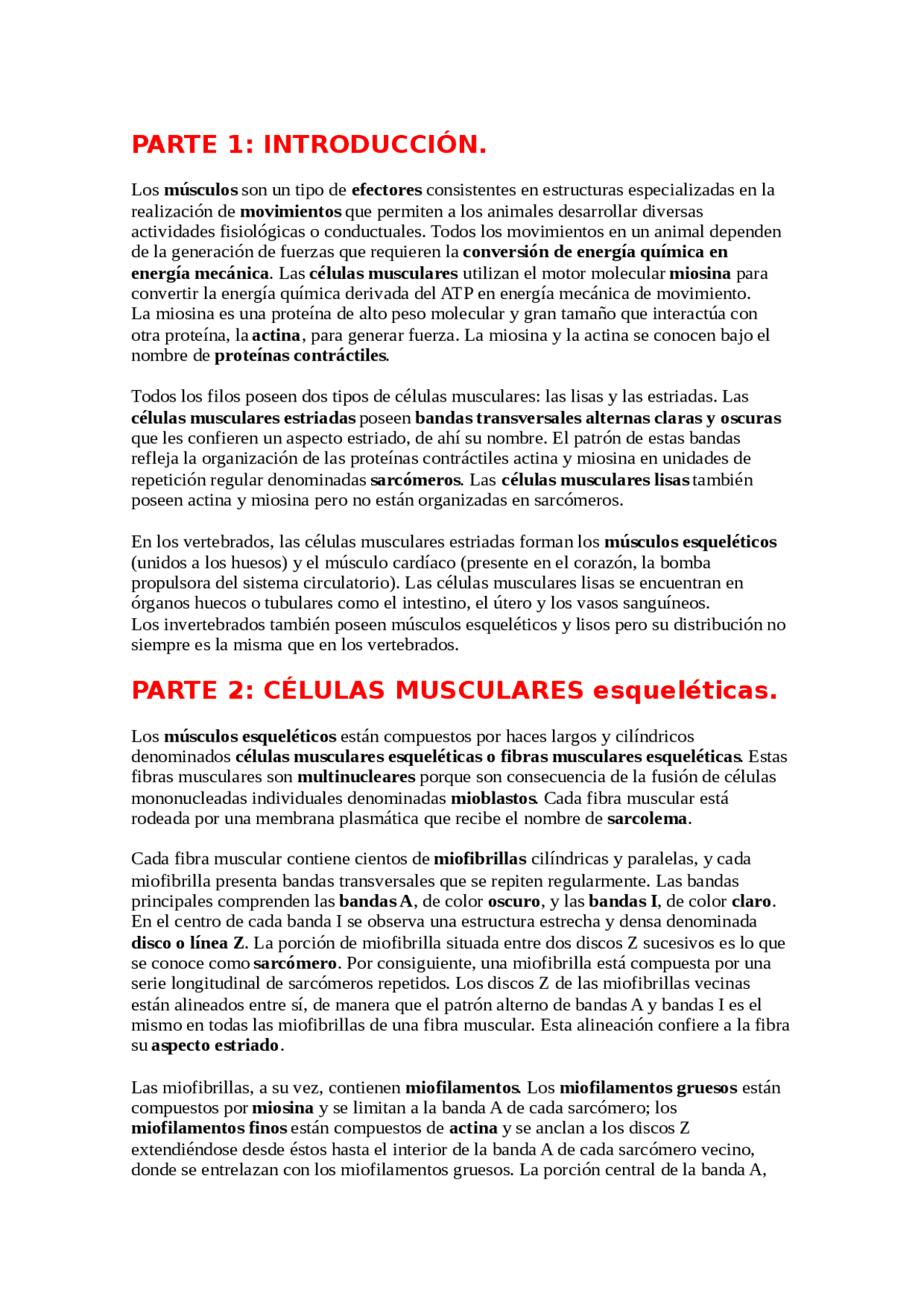 PARTE 1: INTRODUCCIÓN PARTE 2: CÉLULAS MUSCULARES esqueléticas PART ...