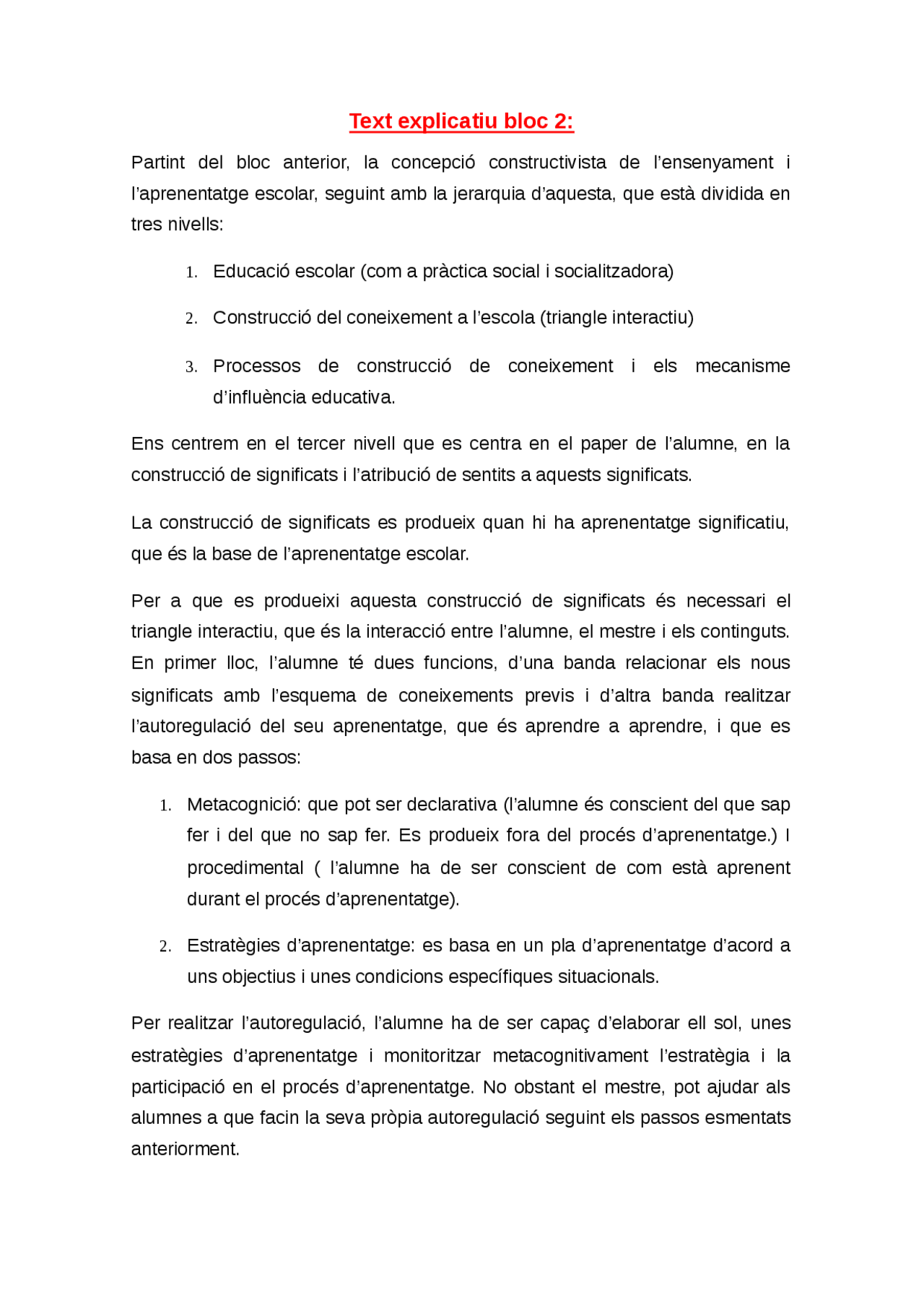 Text explicatiu BT2 - Apuntes de Psicología Educacional - Docsity