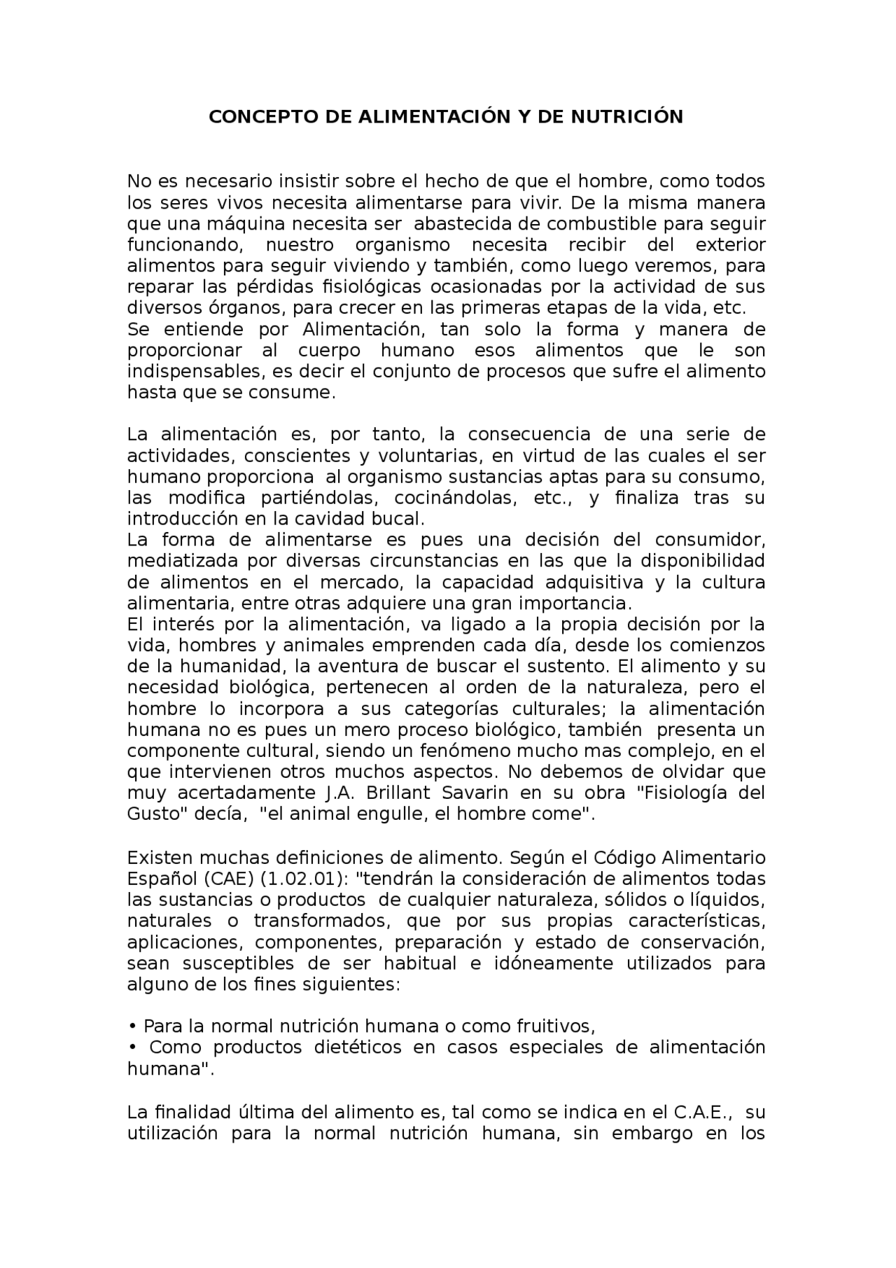 Concepto de alimentación y nutrición - Apuntes de Nutrición - Docsity