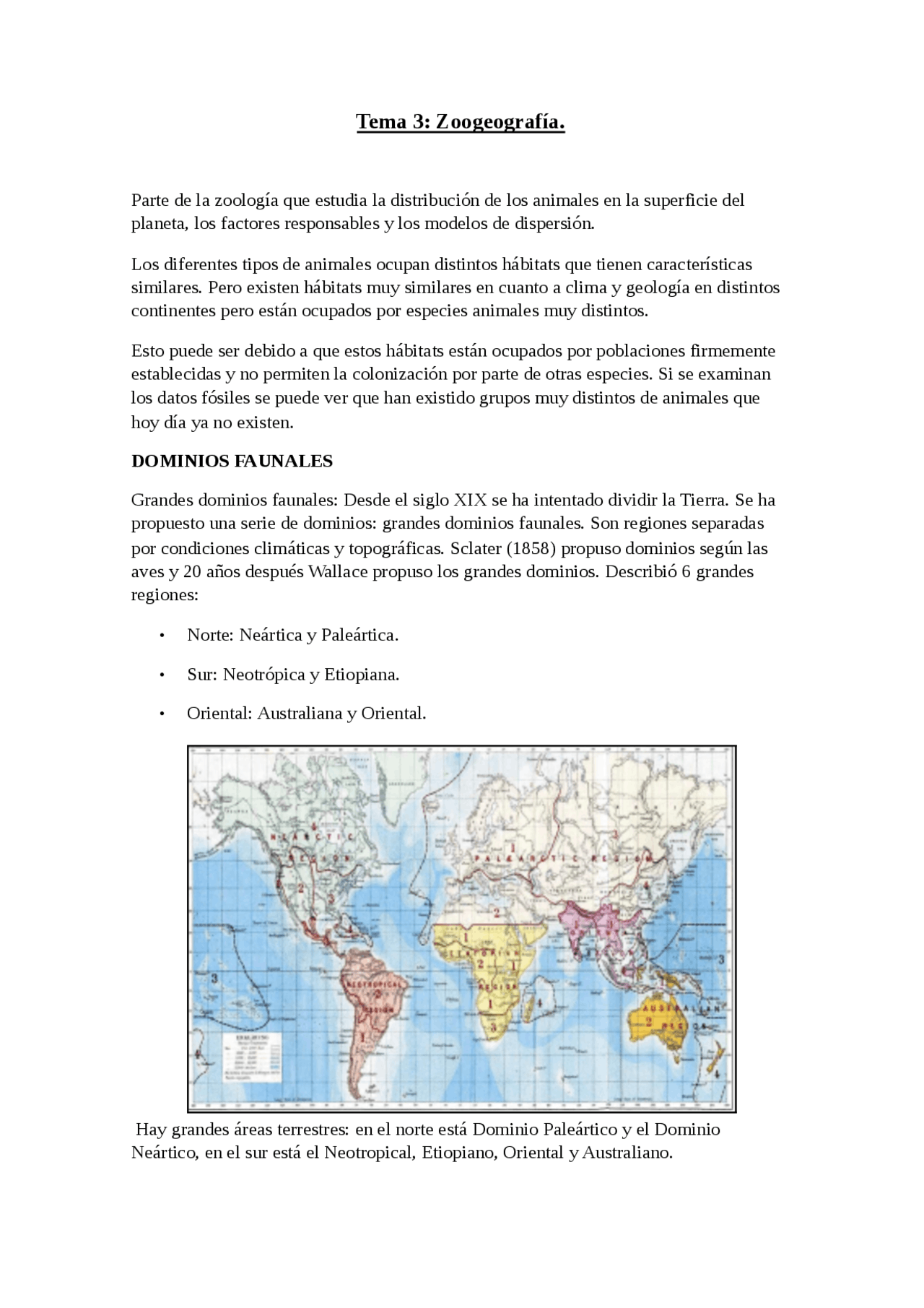 Tema 3: Zoogeografía Parte de la zoología que estudia la - Apuntes de ...