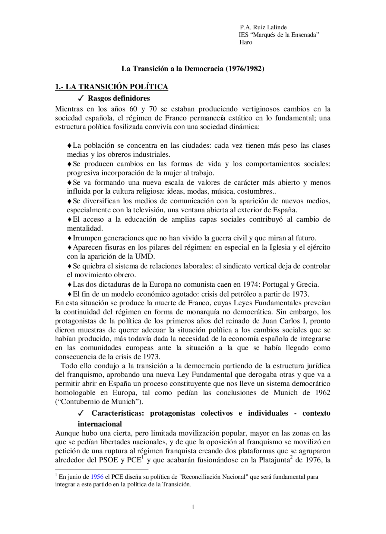 La Transición A La Democracia En España 1976 1982 Prof Ruiz Manjón