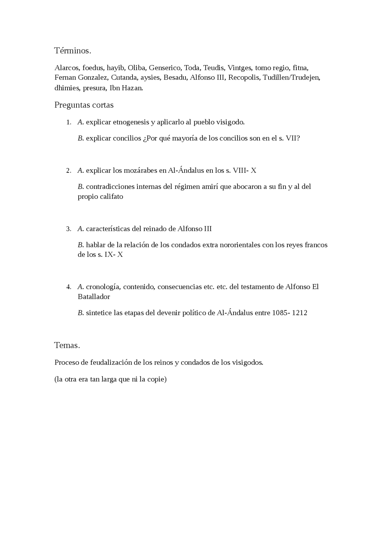 Examen historia medieval de españa - Exámenes de Historia de la Edad ...