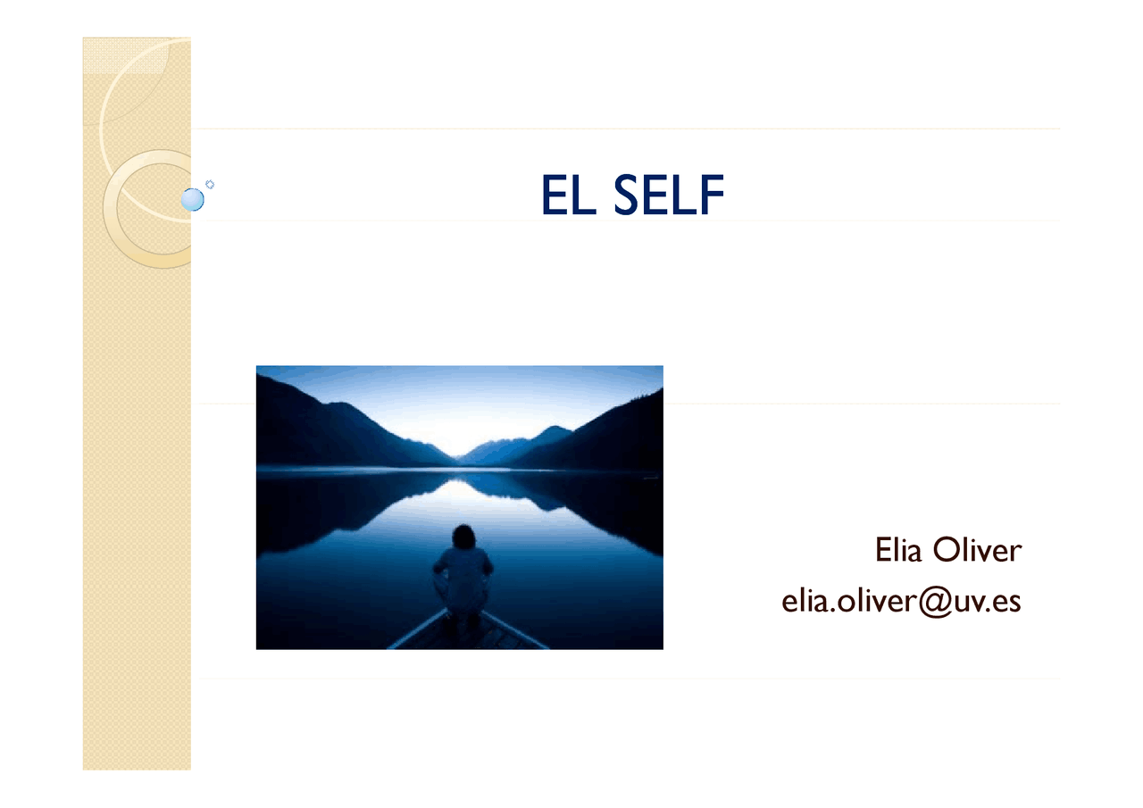 El Self, Psicología de la Personalidad y Diferencias Individuales ...