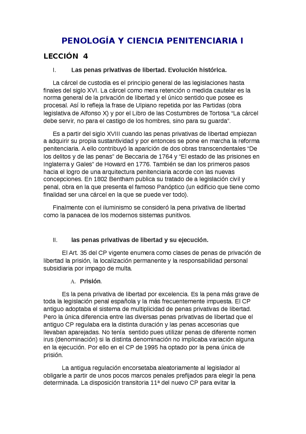 Penología y ciencia penitenciaria - Apuntes de Criminología - Docsity