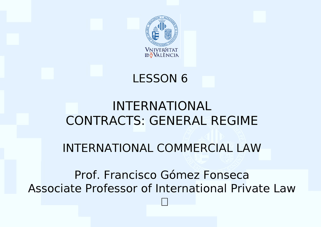SUMMARY I.INTRODUCTION II.THE ROME I REGULATION - Apuntes de Derecho ...