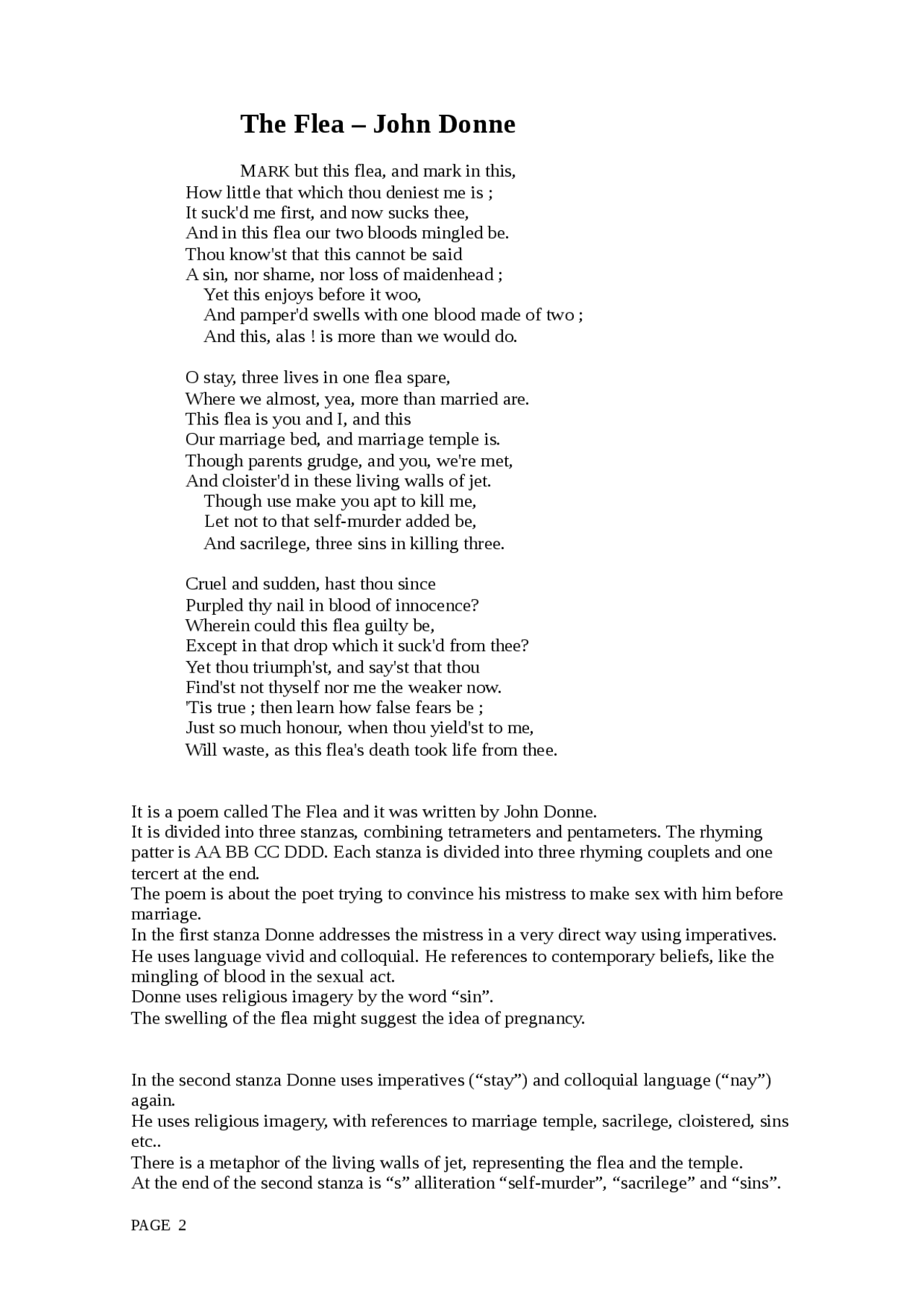 The Flea – John Donne M but this flea, and mark in this,How little that ...