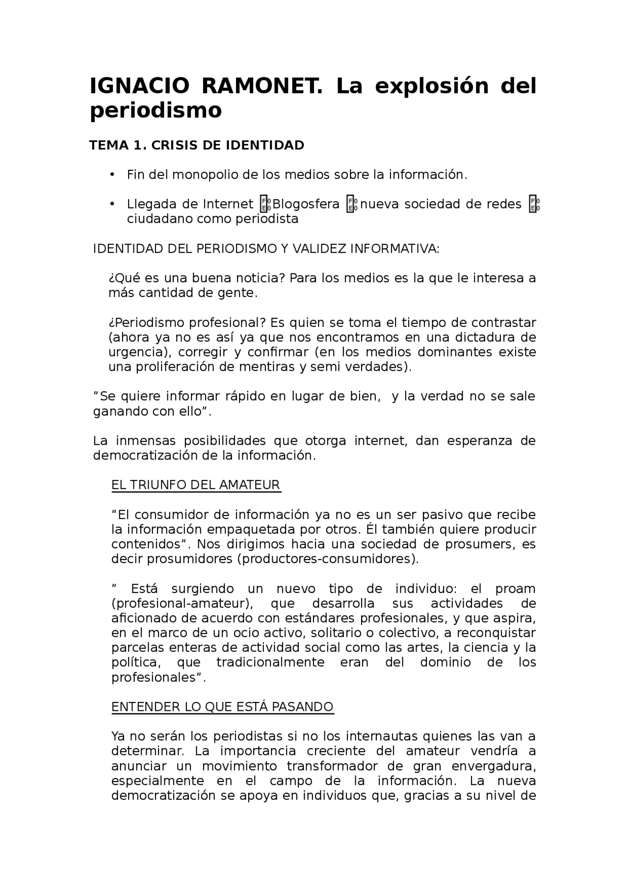 IGNACIO RAMONET - Apuntes de Periodismo - Docsity