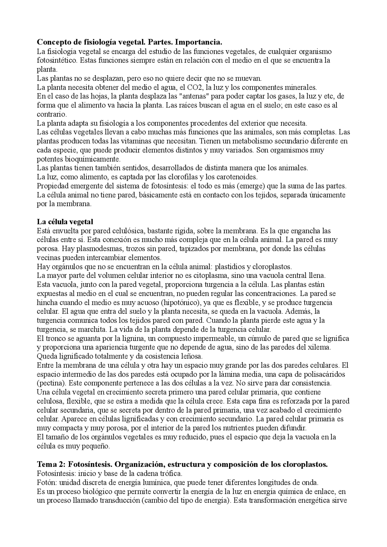 Fisio vegetal 1-5 - Apuntes de Fisiología de las Plantas - Docsity