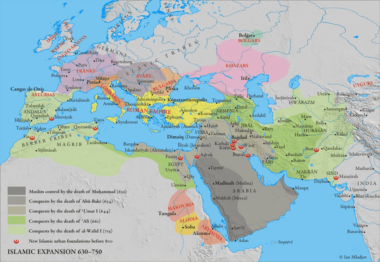 Mapa expansión islam - Apuntes de Historia del Arte - Docsity