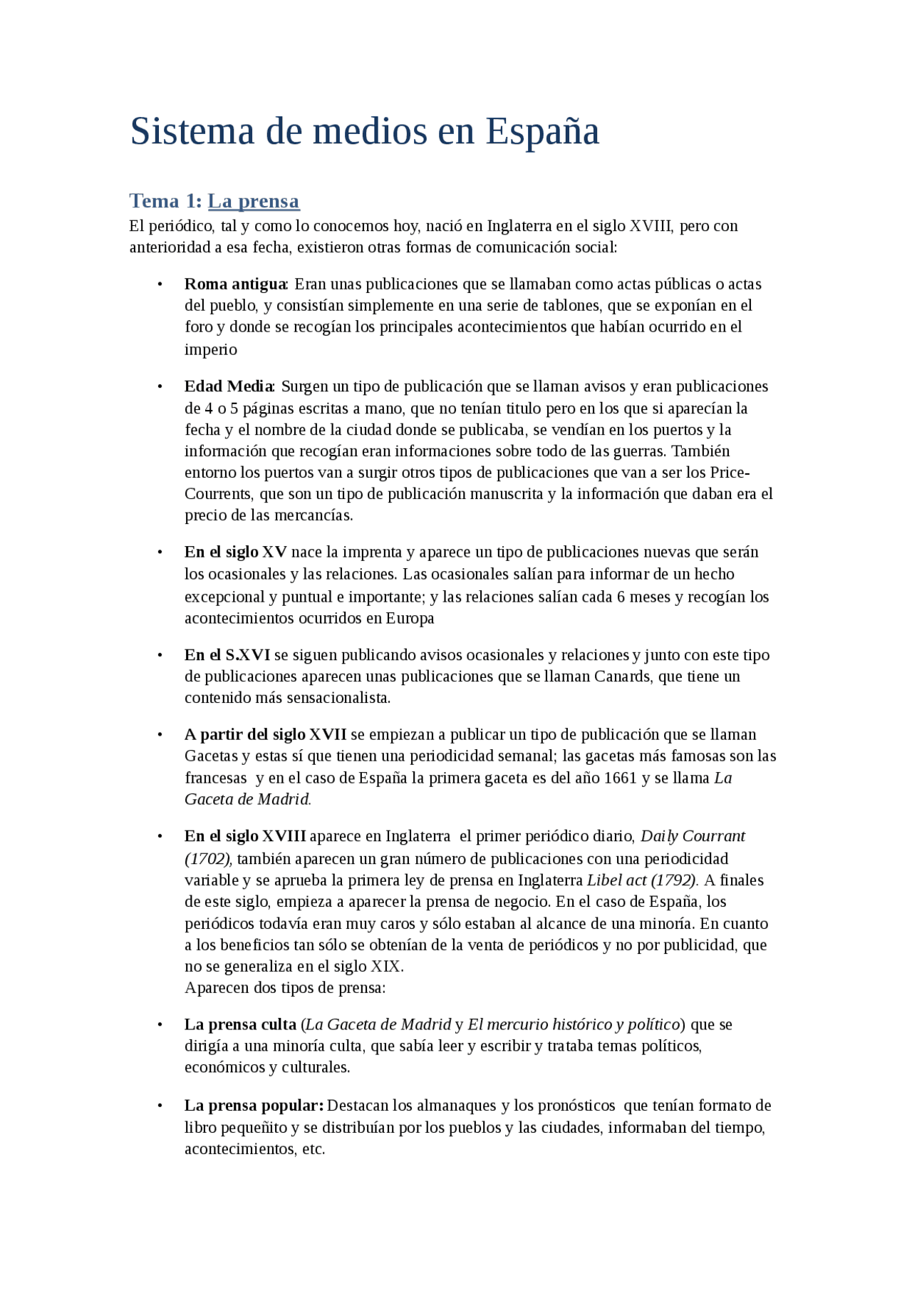 Sistema de medios en España - Apuntes de Publicidad y Promoción | Docsity