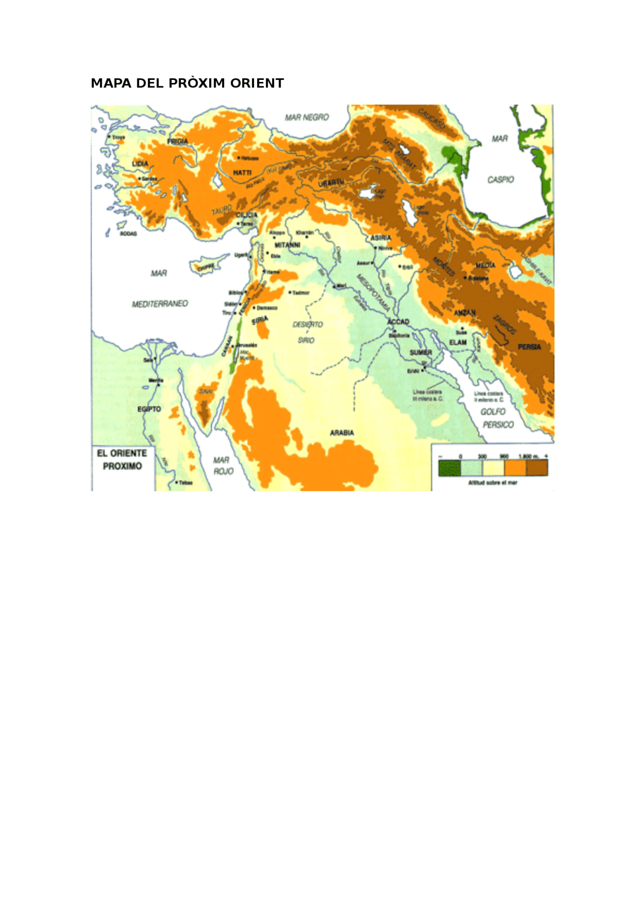 Mapa del Pròxim Orient - Apuntes de Historia del Arte - Docsity