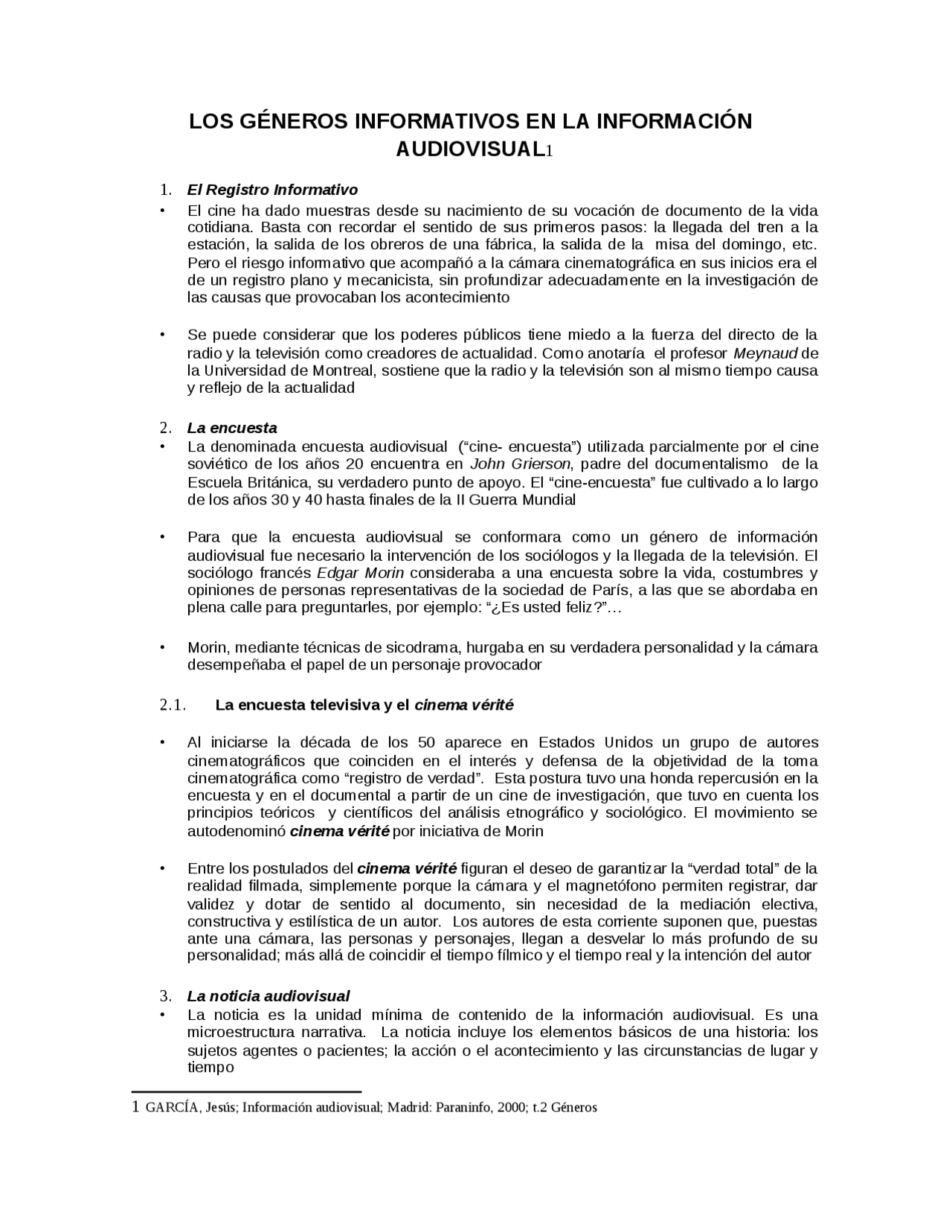 LOS GÉNEROS INFORMATIVOS EN LA INFORMACIÓN AUDIOVISUAL - Apuntes de ...