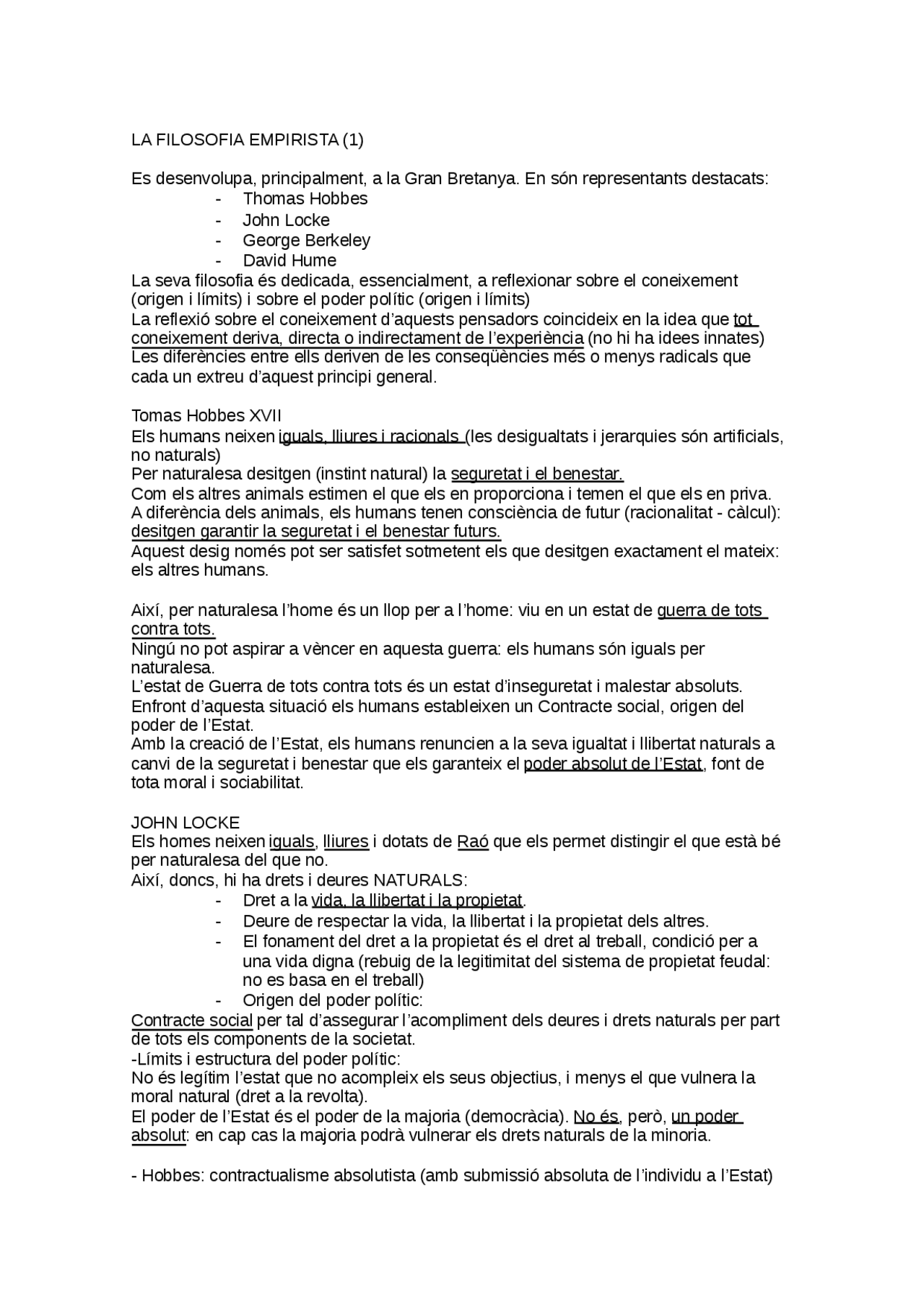 Filosofia empirista - Apuntes de Filosofía - Docsity