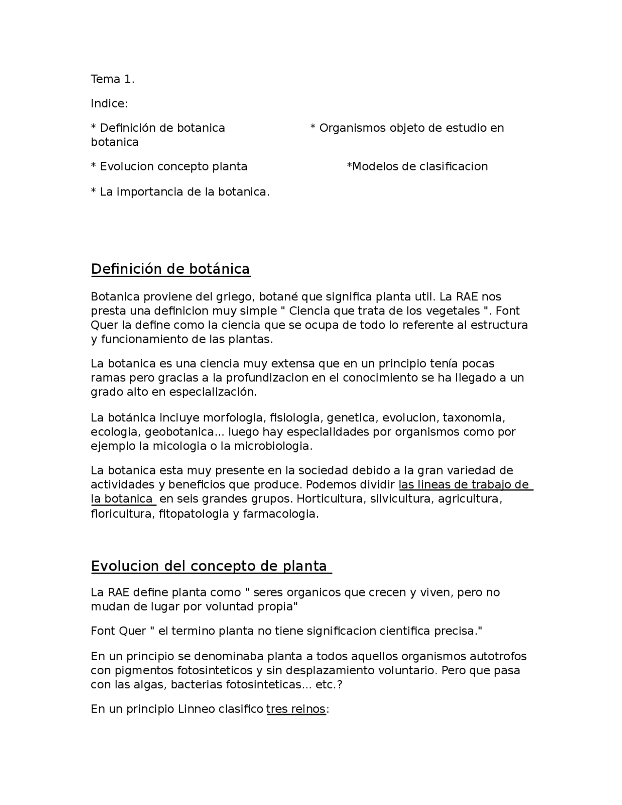 Definición de botánica - Apuntes de Botánica y Agronomía - Docsity