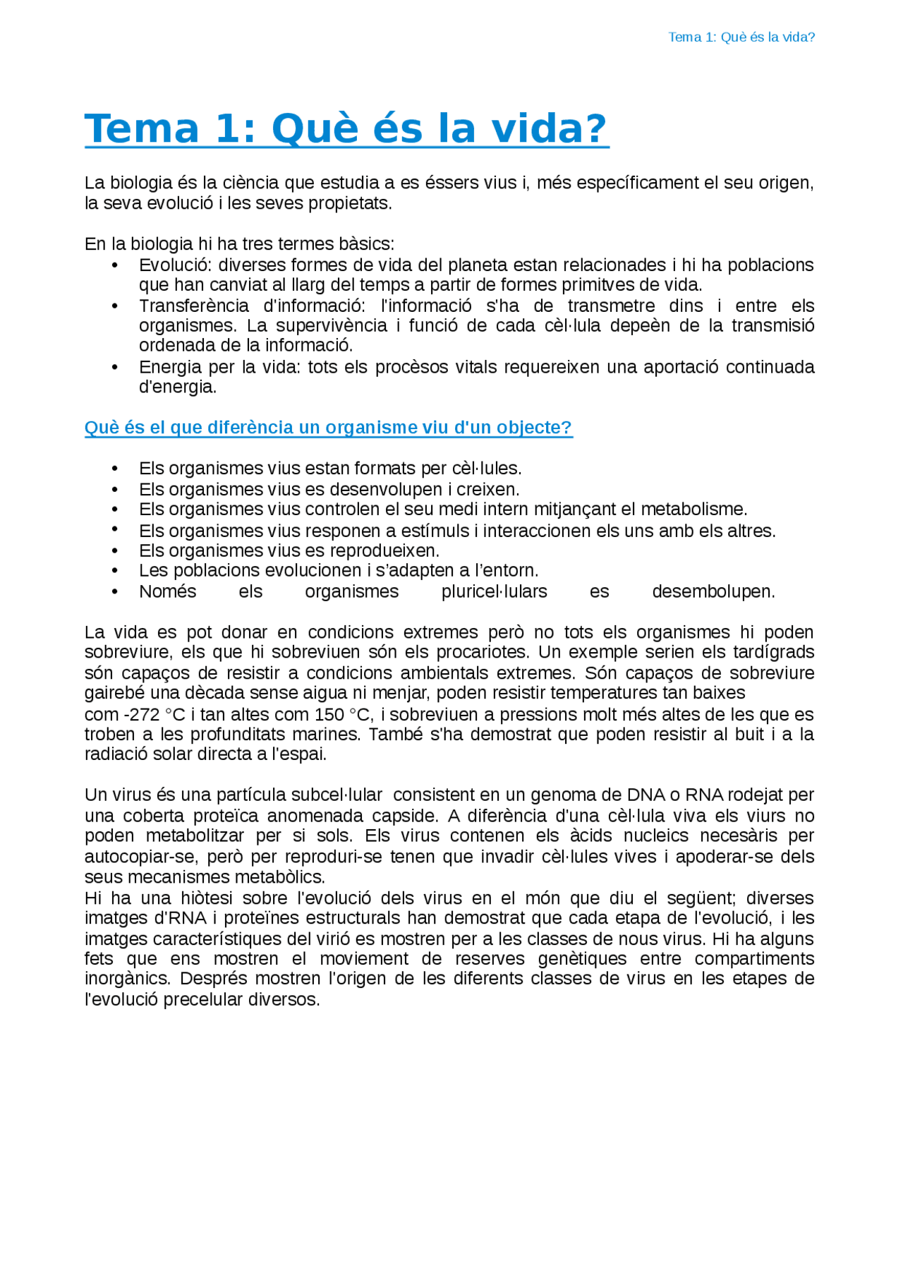 Què és la vida? - Apuntes de Biología - Docsity