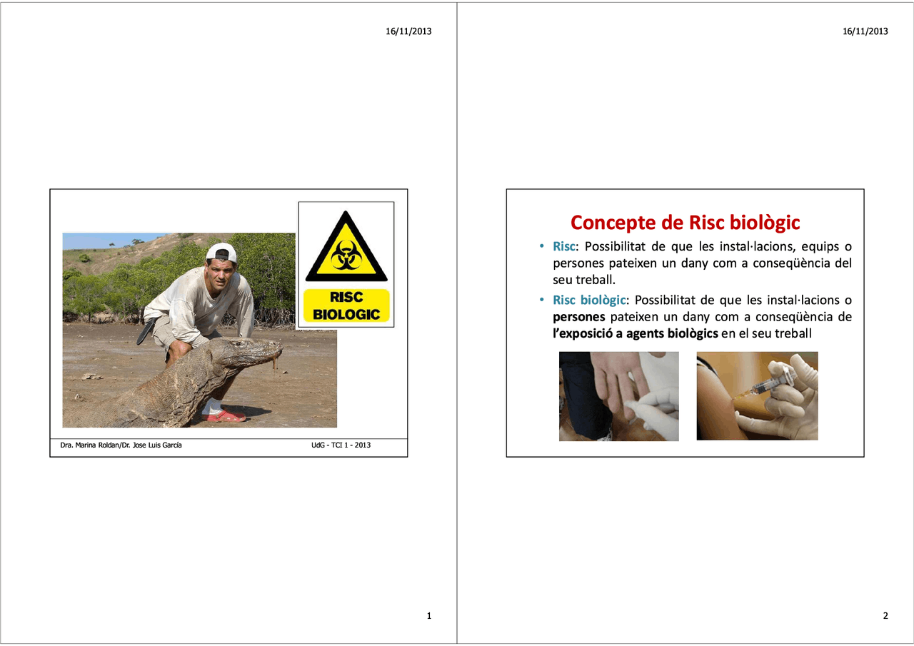 Risc Biologic TCI-1 - Apuntes de Biología - Docsity