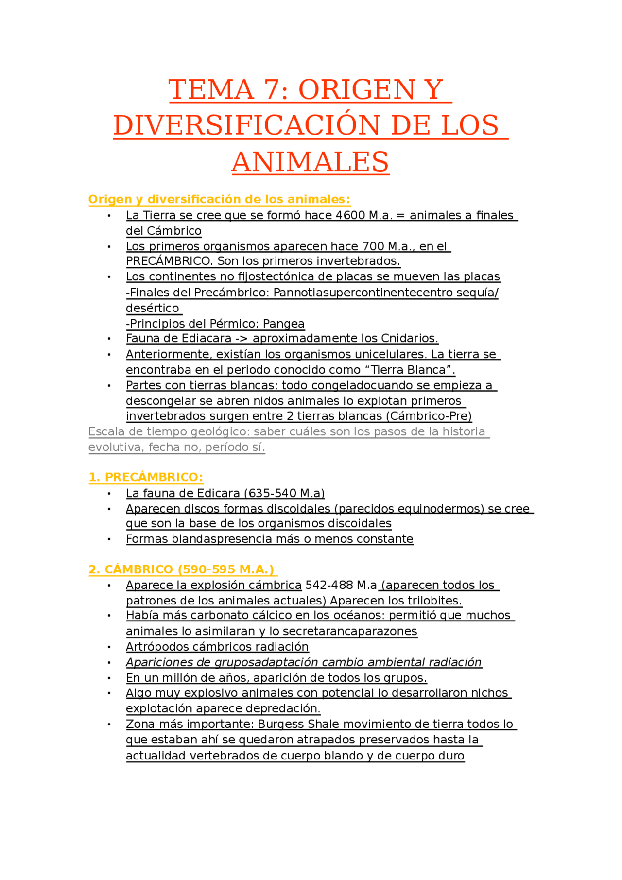 Orígen y diversificación de los animales - Apuntes de Zoología - Docsity