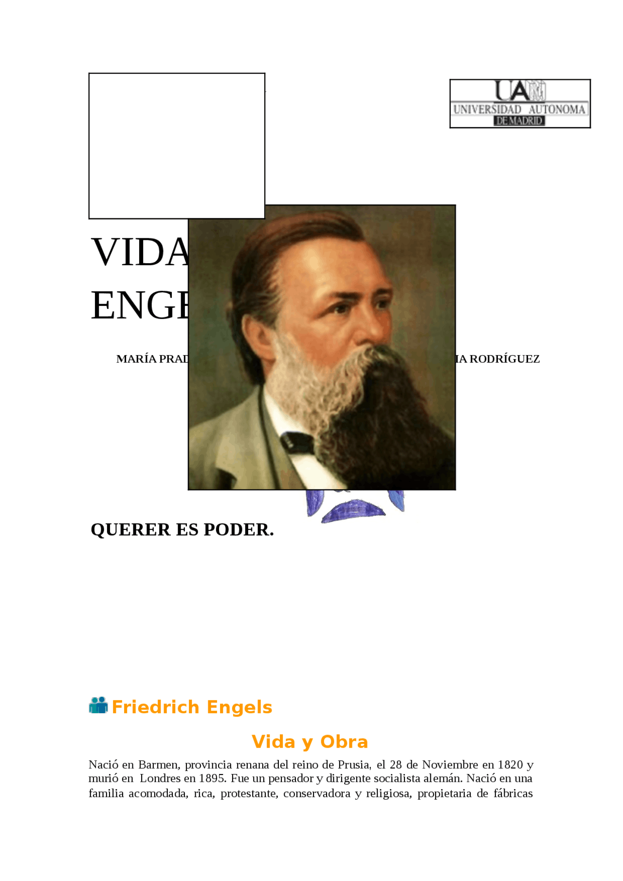 Vida y obra sobre Engels. - Apuntes de Sociología de la Educación - Docsity