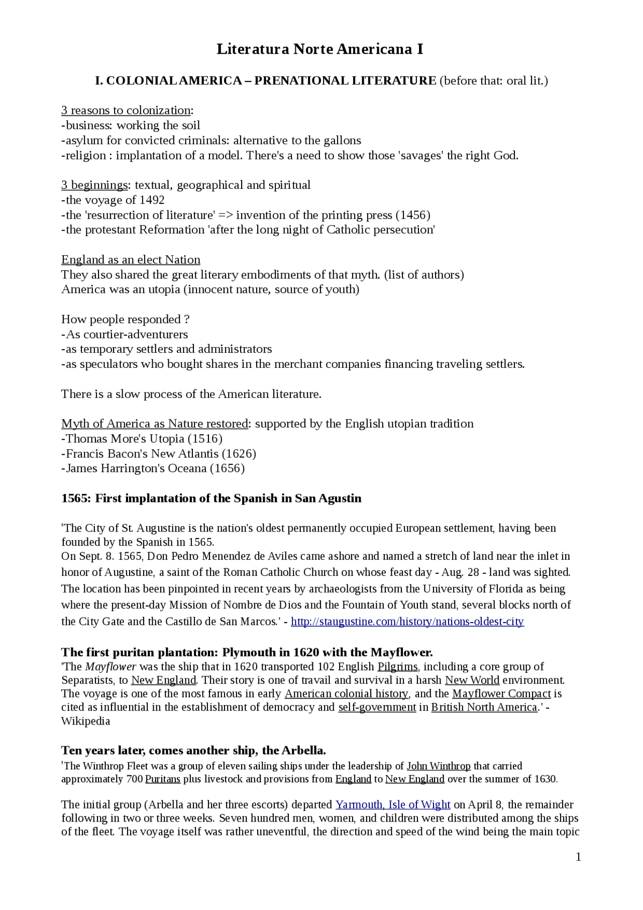 Literatura norteamericana I - septiembre/diciembre - Apuntes de ...